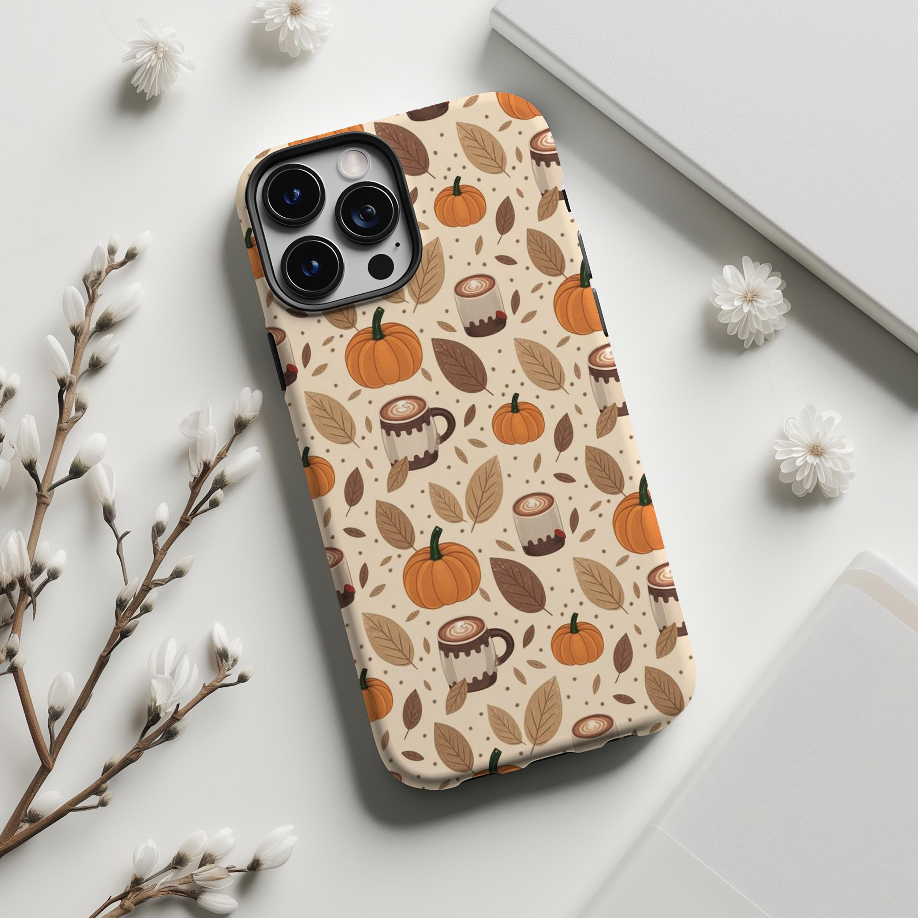 Pumpkin Autumn Coffee Phone Case with Cozy Fall Art 17 to 11 Pro Max ...
