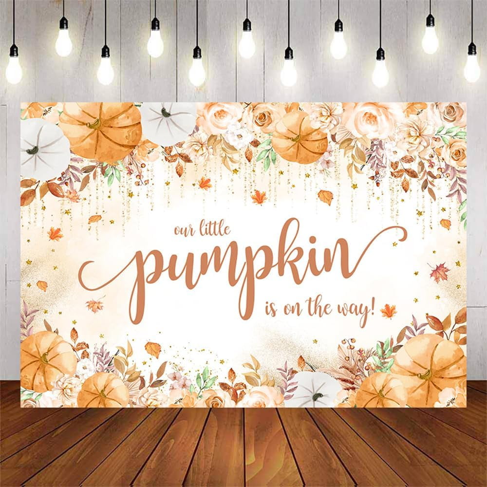 Pumpkin Baby Shower Backdrop Fall Baby Shower Decorations Banner Our ...