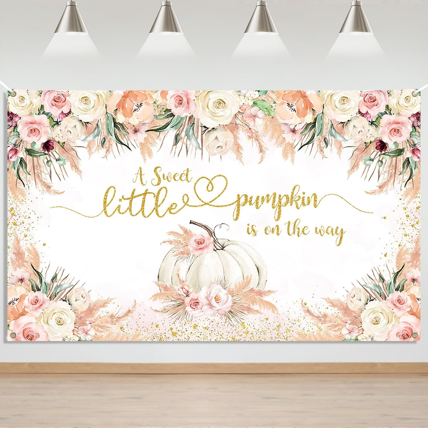 Pumpkin Baby Shower Backdrop Fall Boho Pampas Grass Pumpkin Autumn Baby ...