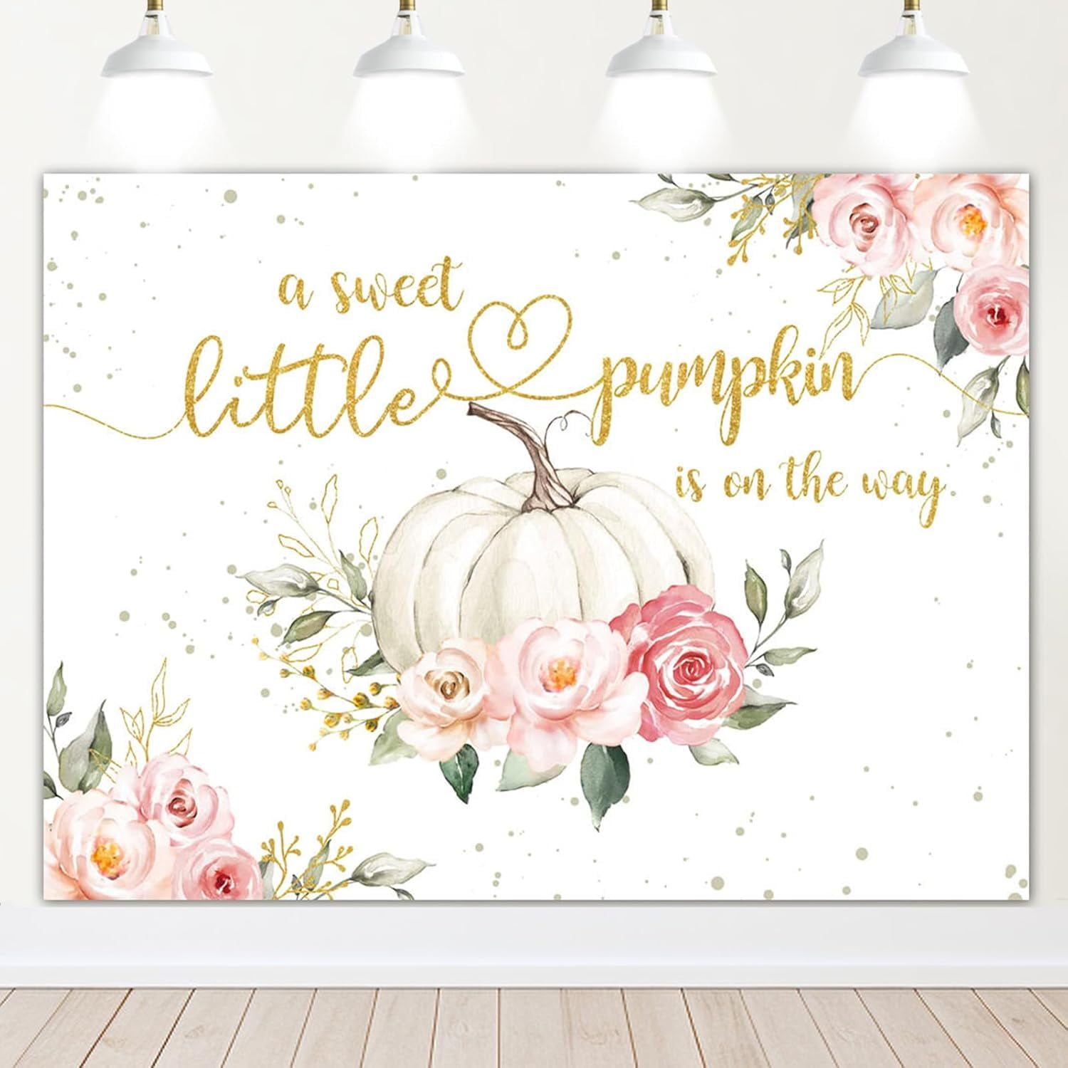 Pumpkin Baby Shower Backdrop for Girl Pink Floral Fall Pumpkin Baby ...