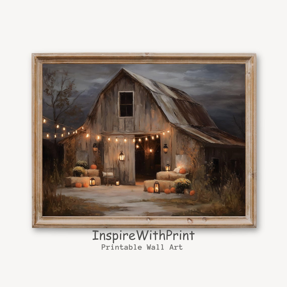 Pumpkin Barn Wall Art, Vintage Fall Barn Poster Rustic Fall Farmhouse ...