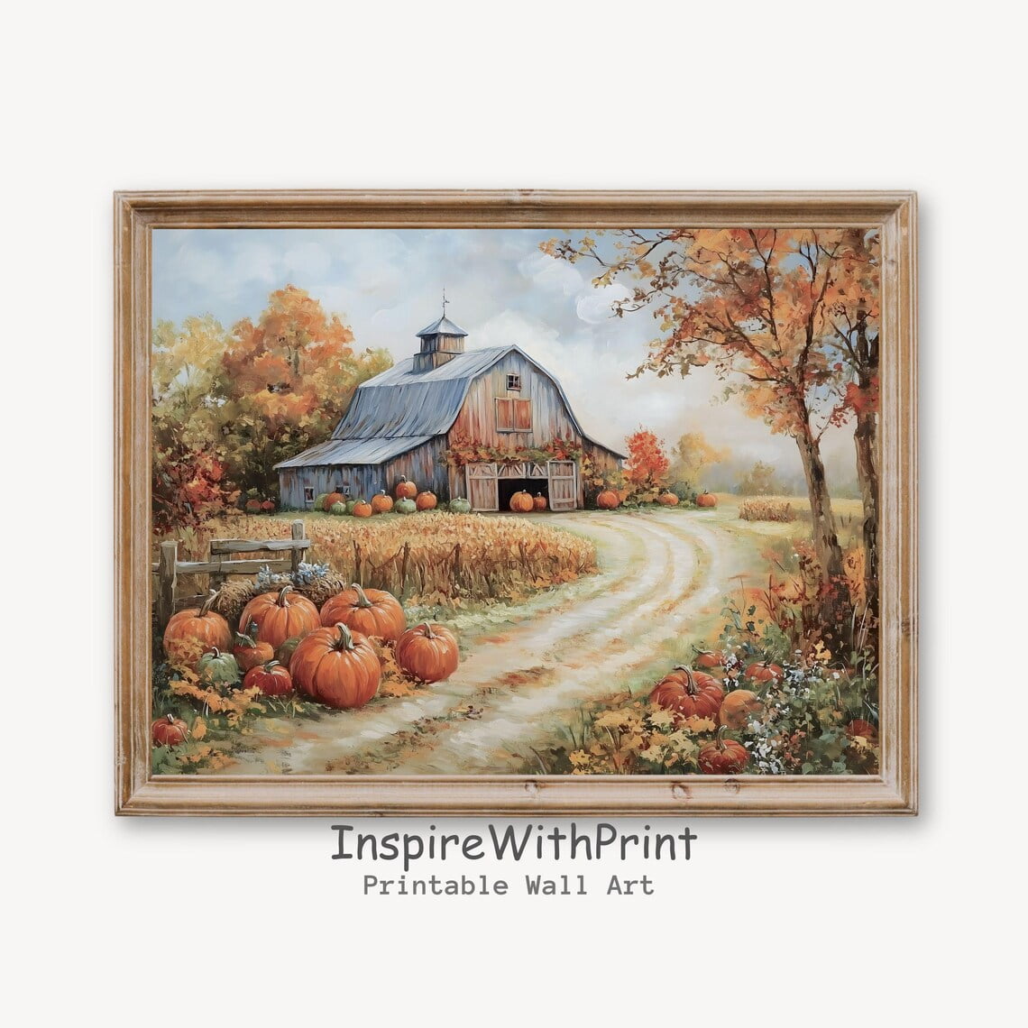 Pumpkin Barn Wall Art, Vintage Fall Barn Poster Rustic Fall Farmhouse ...