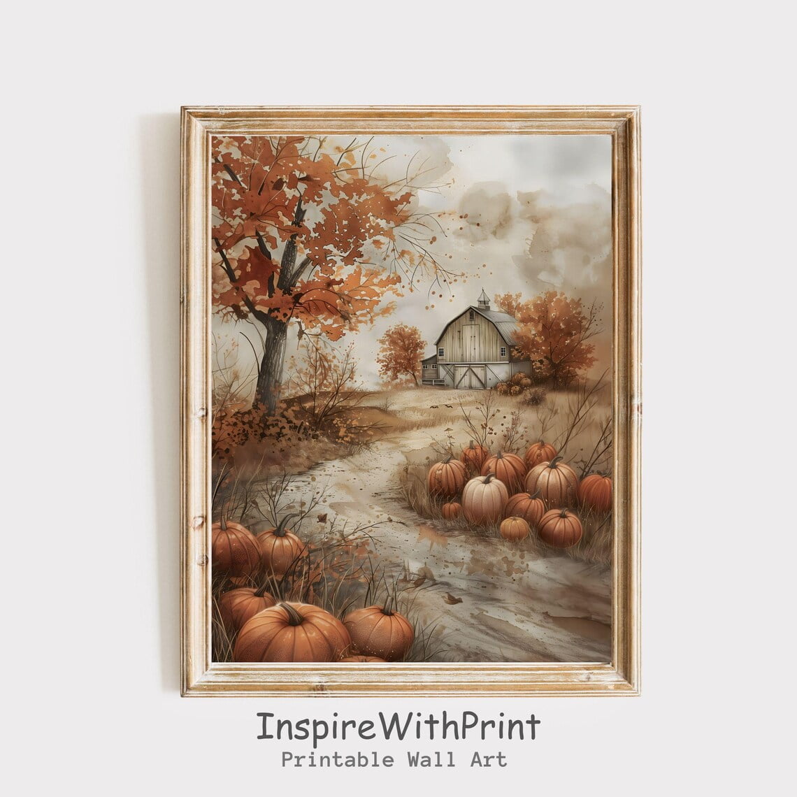 Pumpkin Barn Wall Art, Vintage Fall Barn Poster Rustic Fall Farmhouse ...
