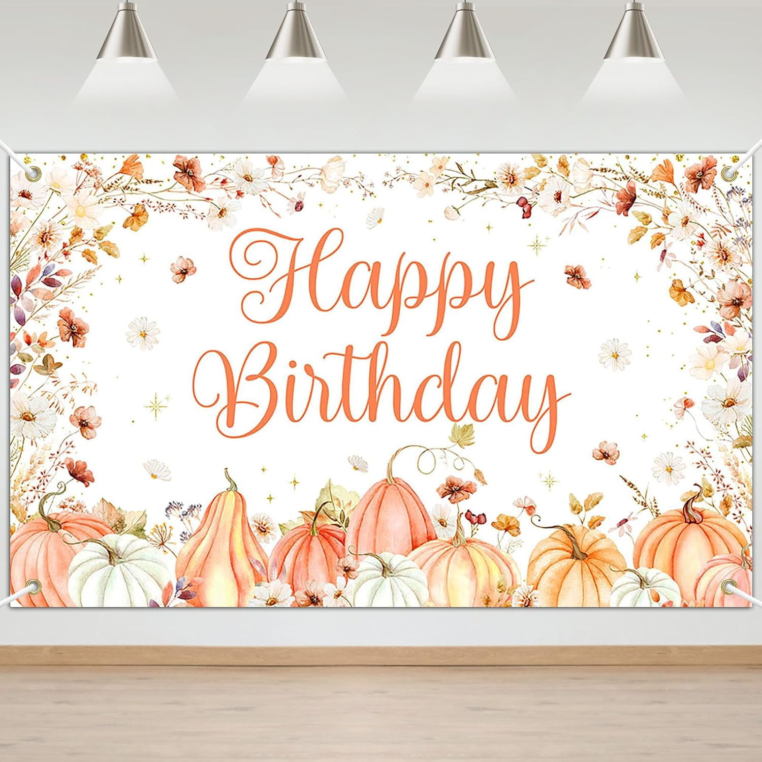 Pumpkin Birthday Backdrop Fall Pumpkin Happy Birthday Party Photography ...