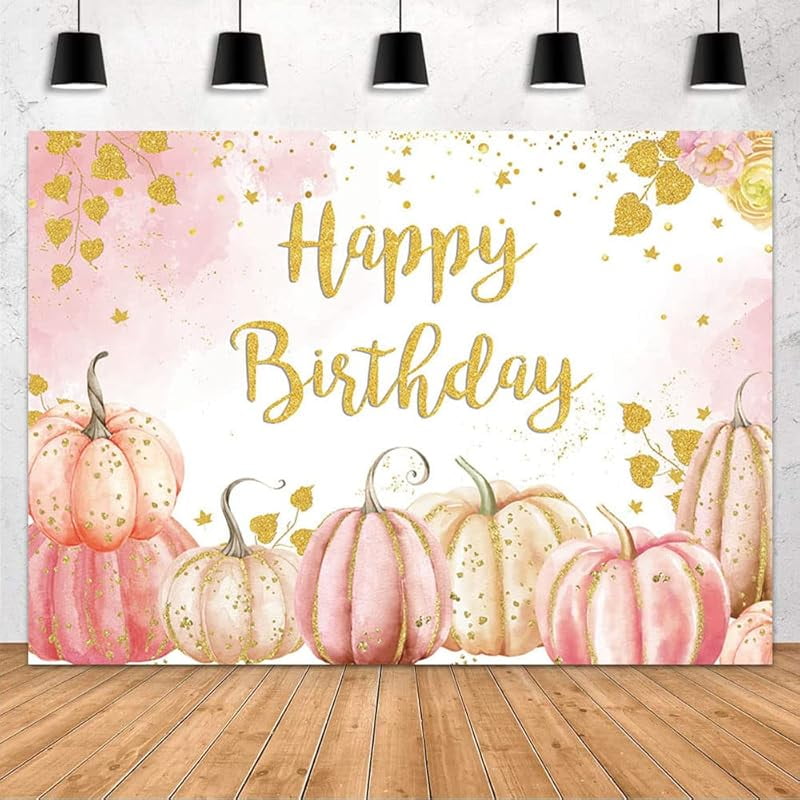 Pumpkin Birthday Party Decorations Backdrop Gold Pink Pumpkin Girl ...