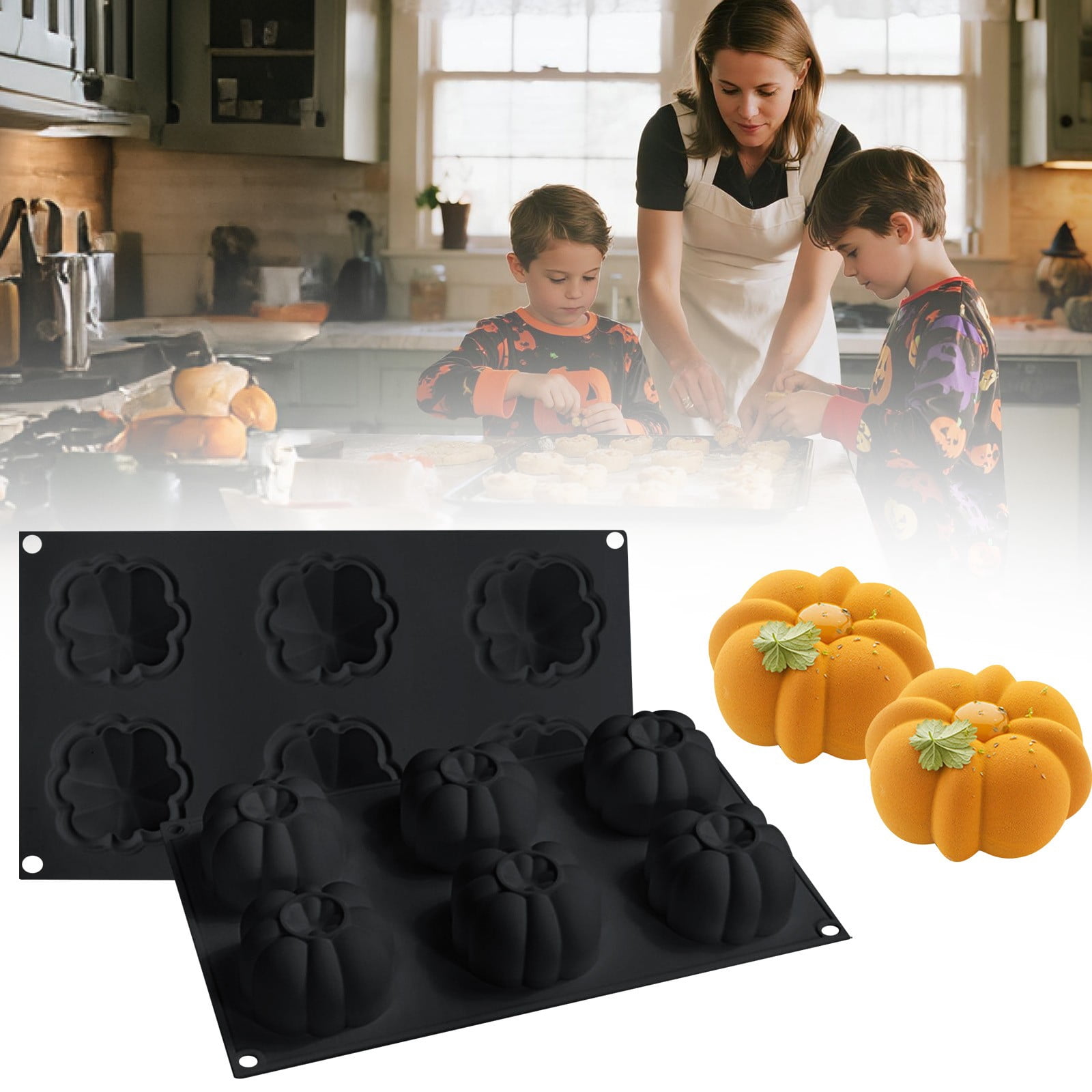 Pumpkin Cake Molds, 3D Pumpkin Cupcake Pans Halloween Thanksgiving Fall ...