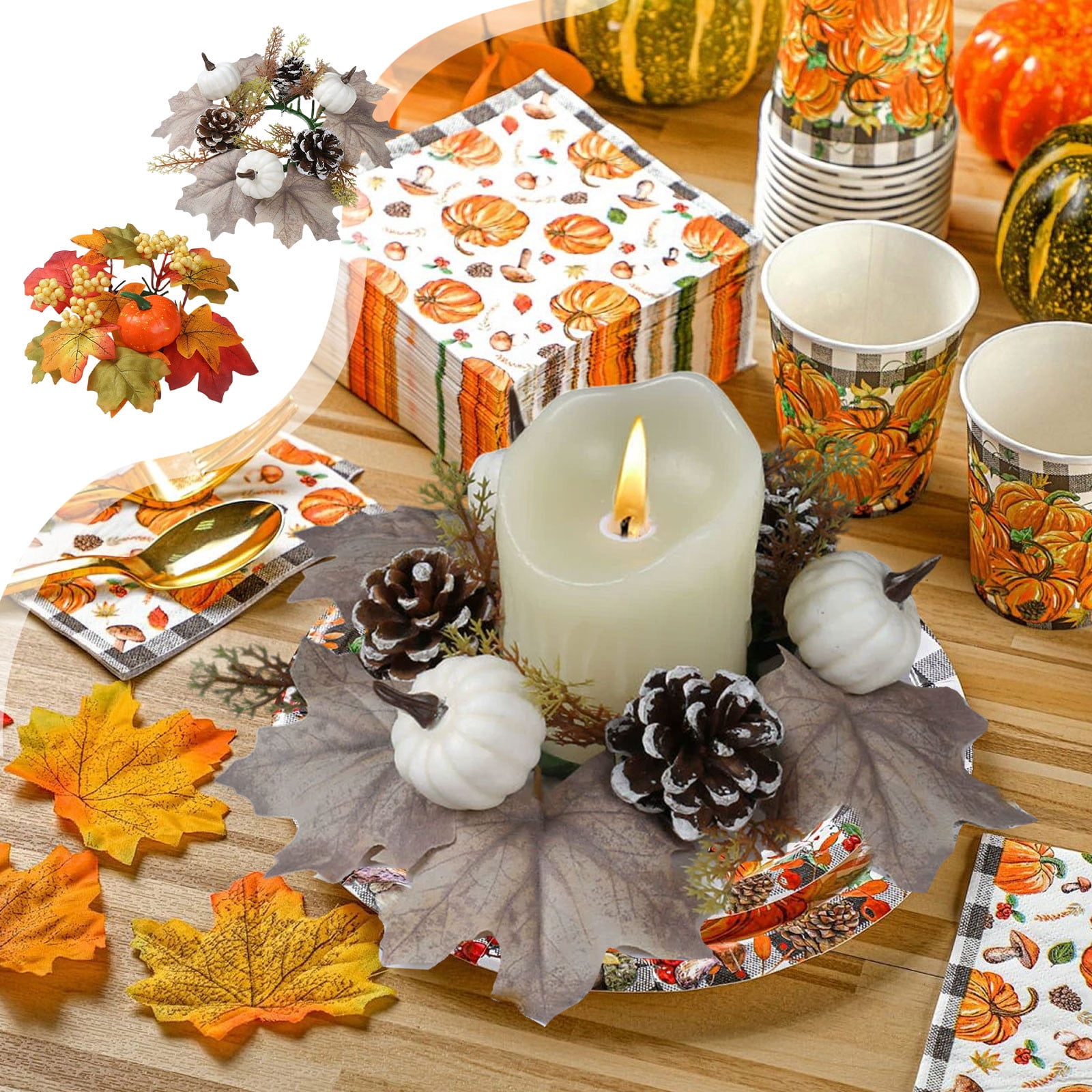 Pumpkin Candle Holders, Wreath Circles, Decorative Table Supplies, Fall ...
