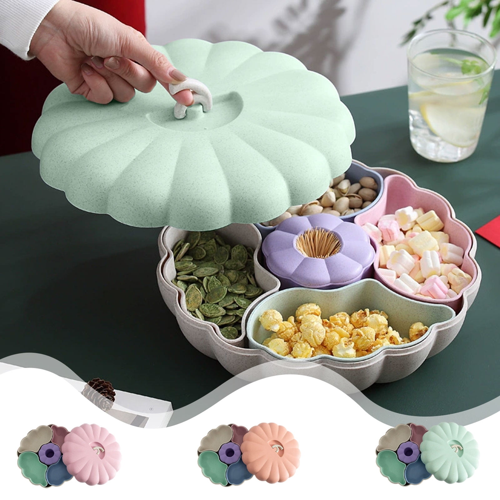Pumpkin Candy Box Organizer with Lid | Wheat Straw Plastic Tray for ...