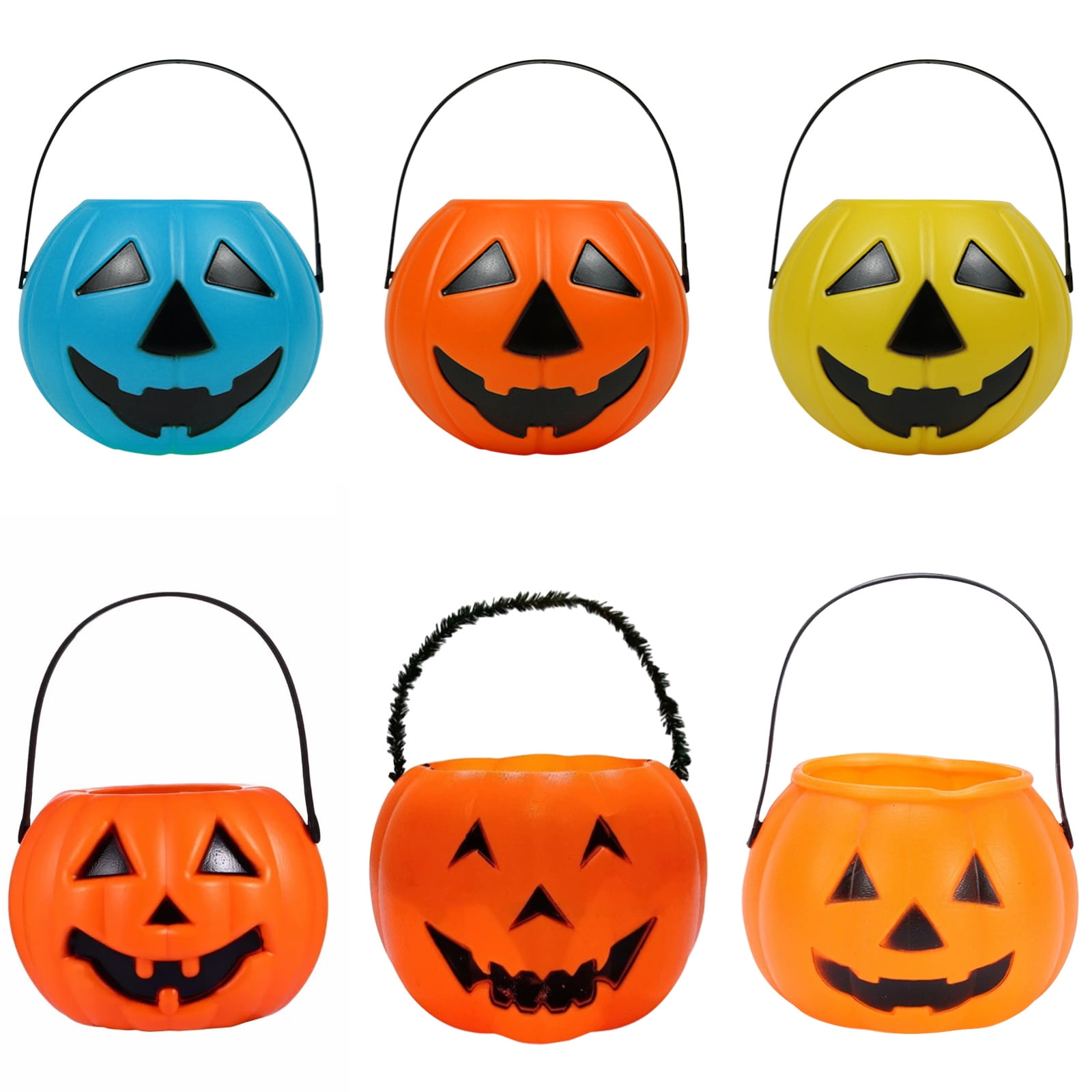 Pumpkin Candy Bucket, Halloween Plastic Pumpkin Portable Pumpkin Bucket ...