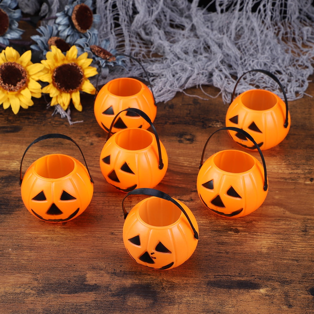 Pumpkin Candy Holder,6Pcs Halloween Portable Pumpkin Shape Bucket ...