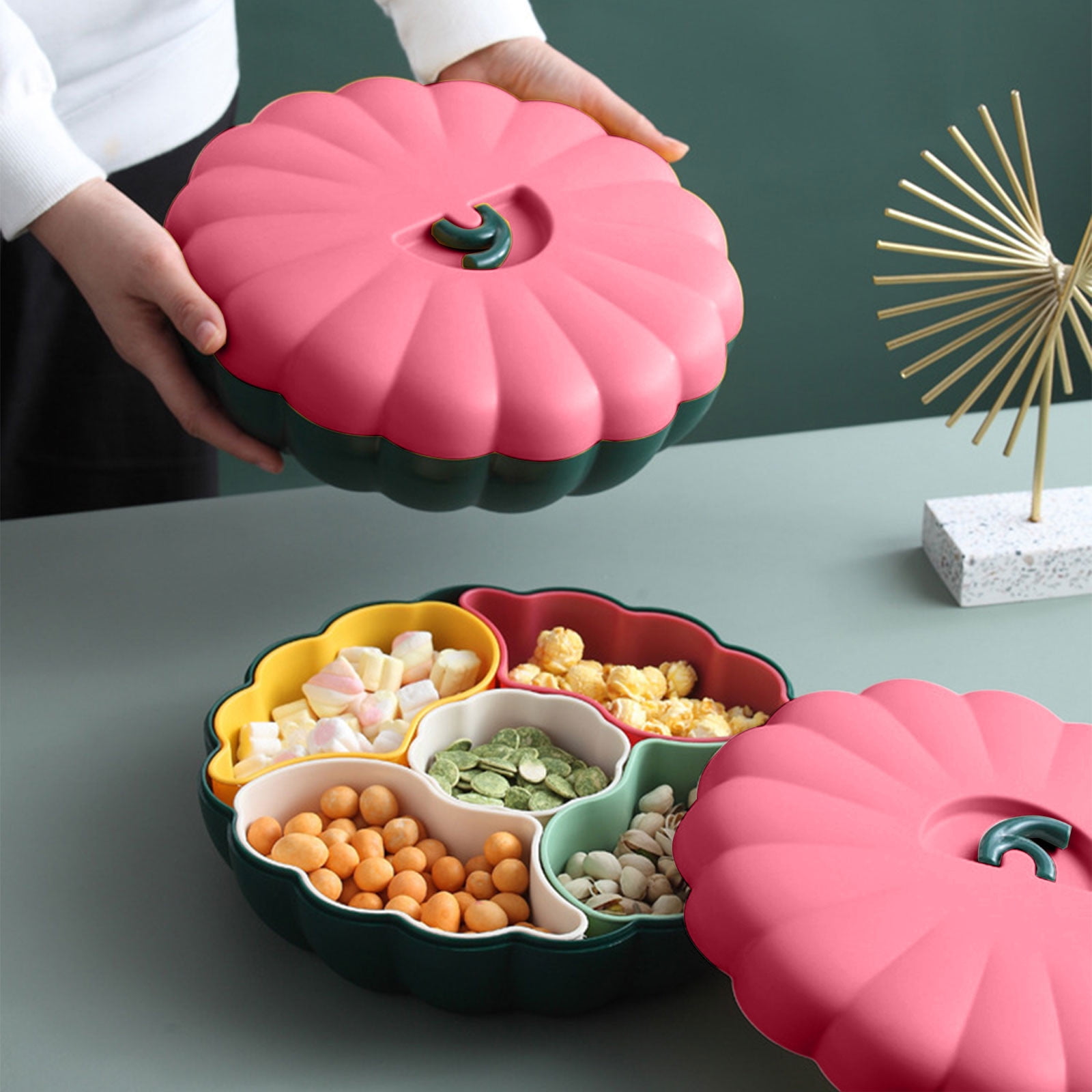 Pumpkin Candy Server Pumpkin Snack Server, 1 Pack 11.2 Inch Round 4 ...