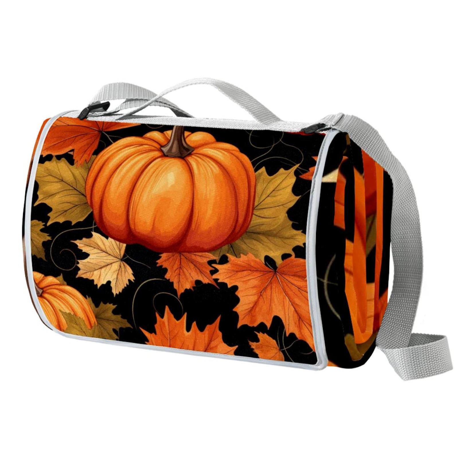 Pumpkin Canvas Beach Blanket Picnic Mat - Oversized Waterproof Outdoor ...