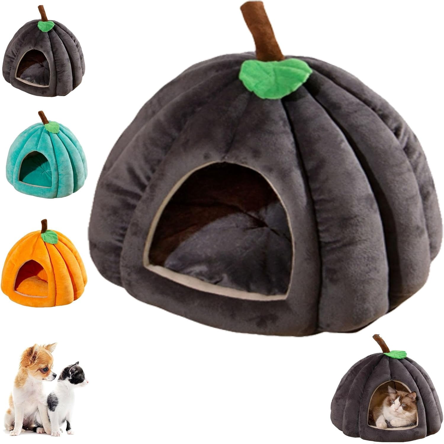 Pumpkin Cat Bed, 2025 Cat Beds for Indoor Cats, Halloween Cat House ...