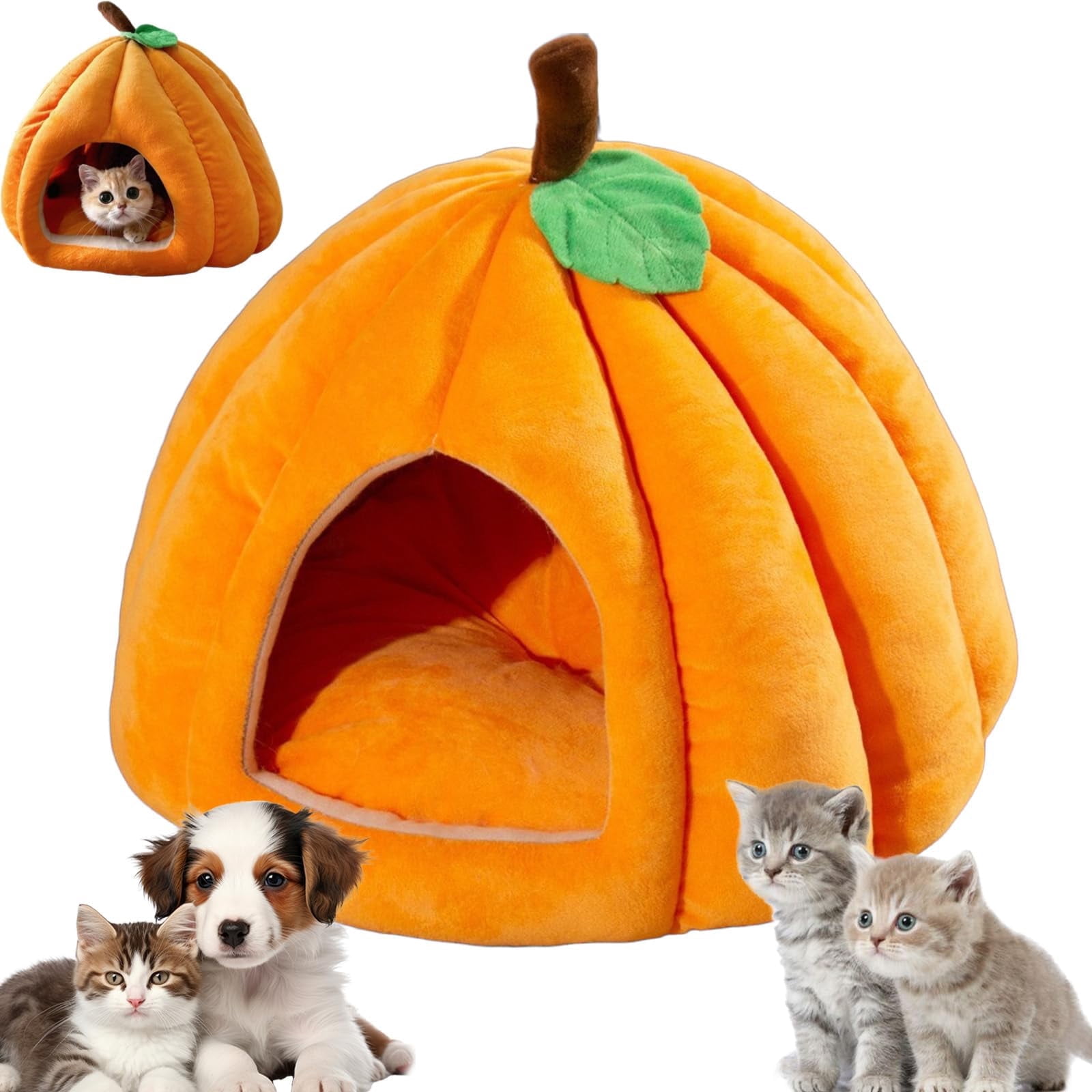 Pumpkin Cat Bed, Pumpkin Cat House, Cute Pumpkin Shape Cat Cave Bed Cat ...