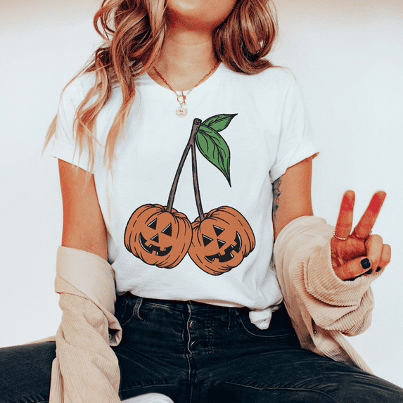 Pumpkin Cherries Tee Ash S Peachy Sunday T-Shirt - Walmart.com
