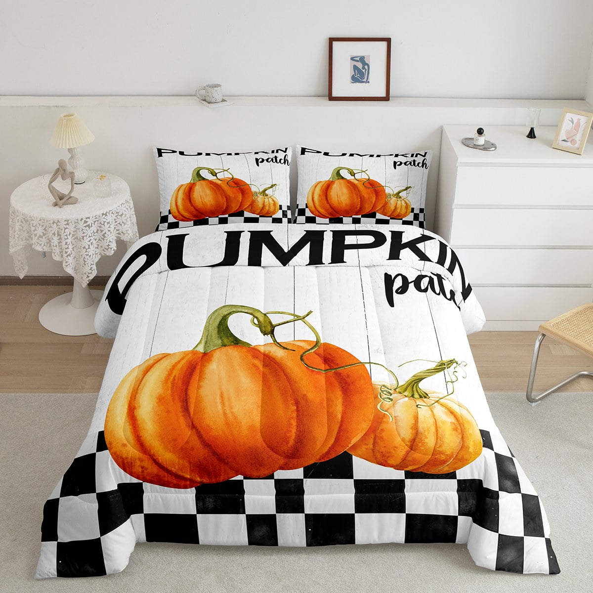Pumpkin Comforter Set for Girls Women Fall Decor Bedding King Harvest ...