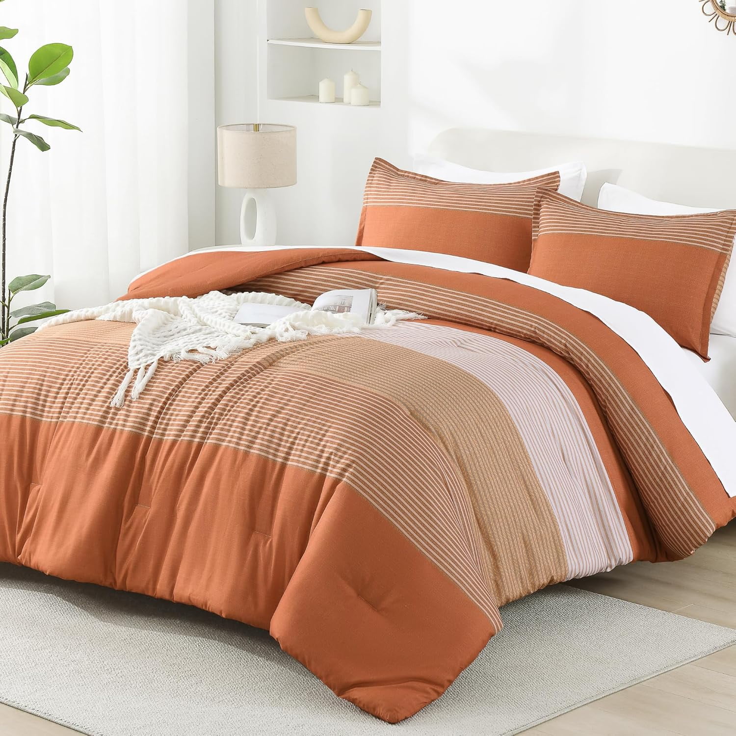 Pumpkin Comforter Set King - 3 Pieces Lightweight Pumpkin White ...