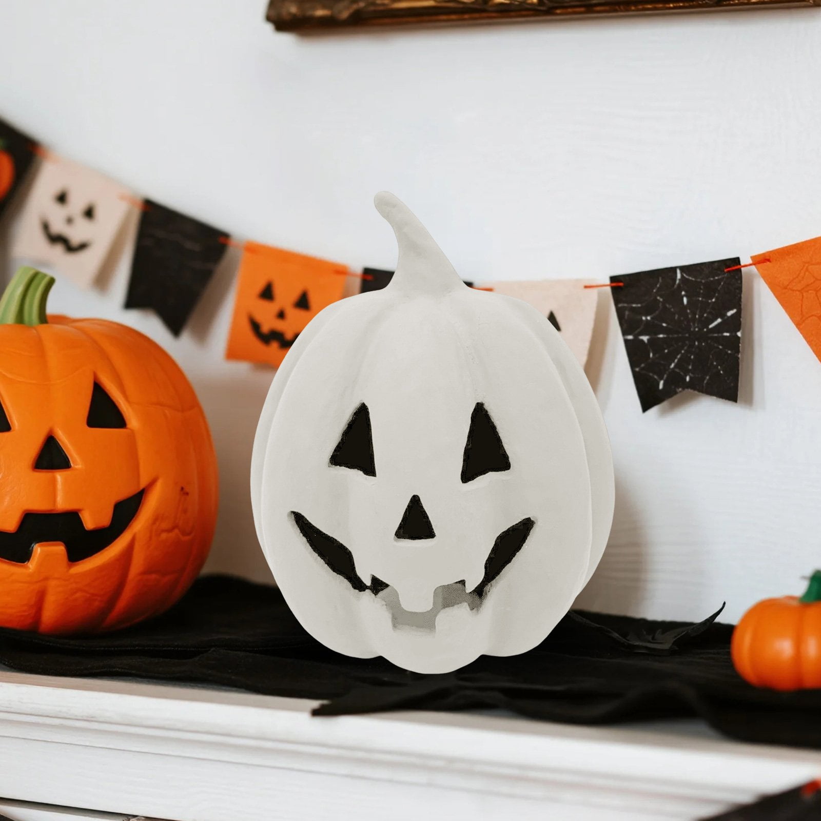 Pumpkin Decor Paper Mache Pumpkin Tabletop Decor Halloween Paper Mache ...