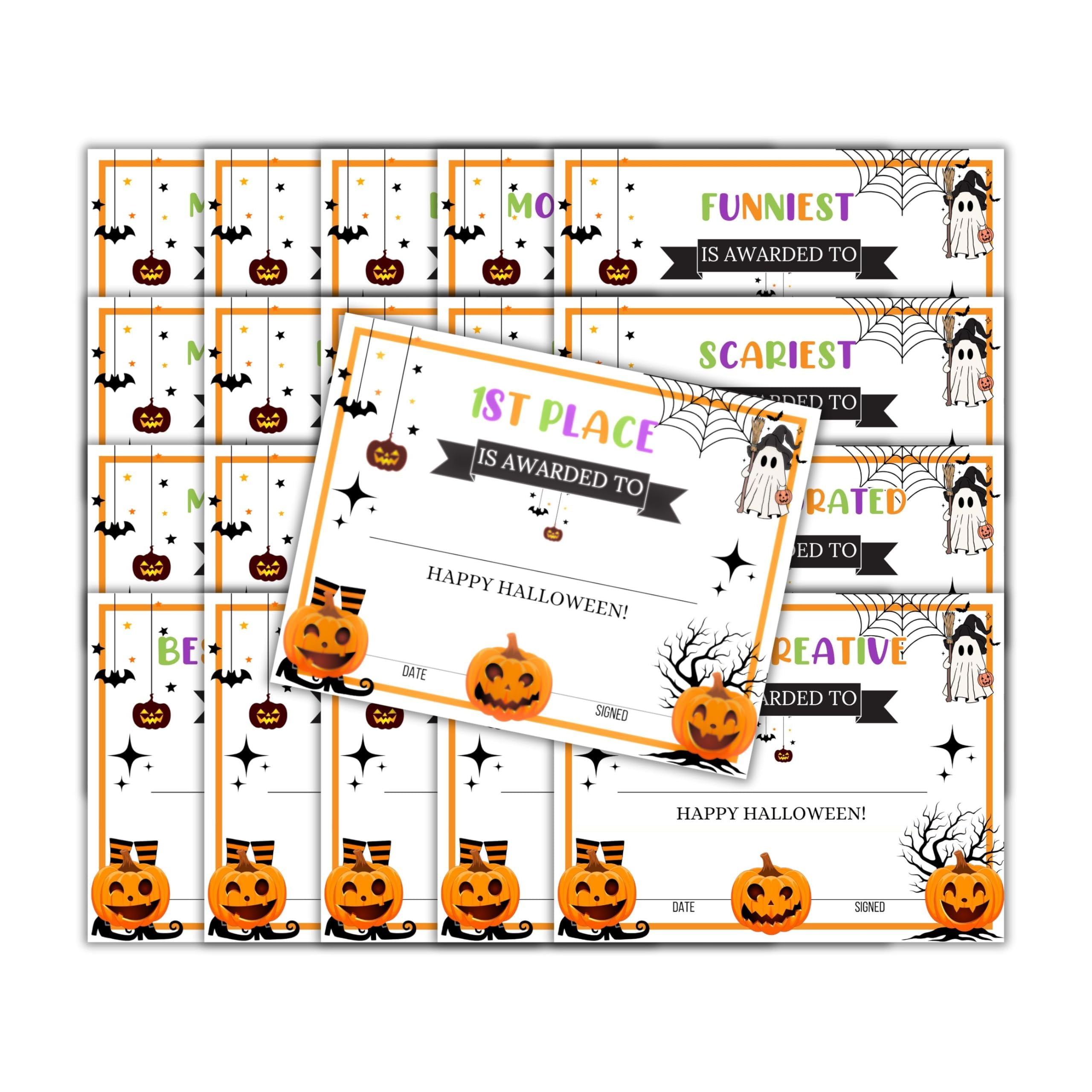 Pumpkin Decorating Carving Painting Awards Certificates Winners 20pk 8 ...