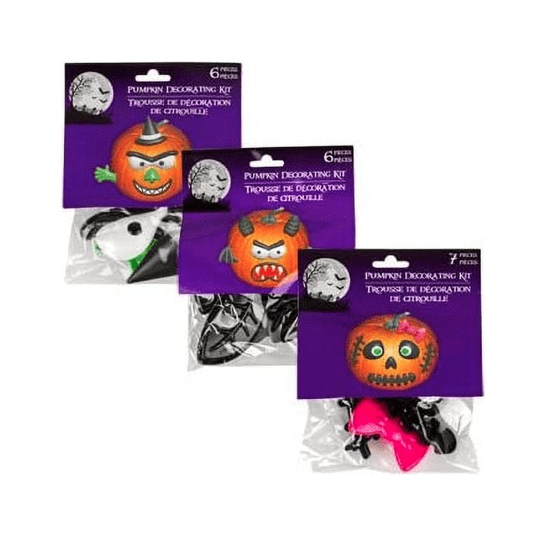 Pumpkin Decorating Craft Kits - Plastic Push In (Pack of 3) - Decorates ...