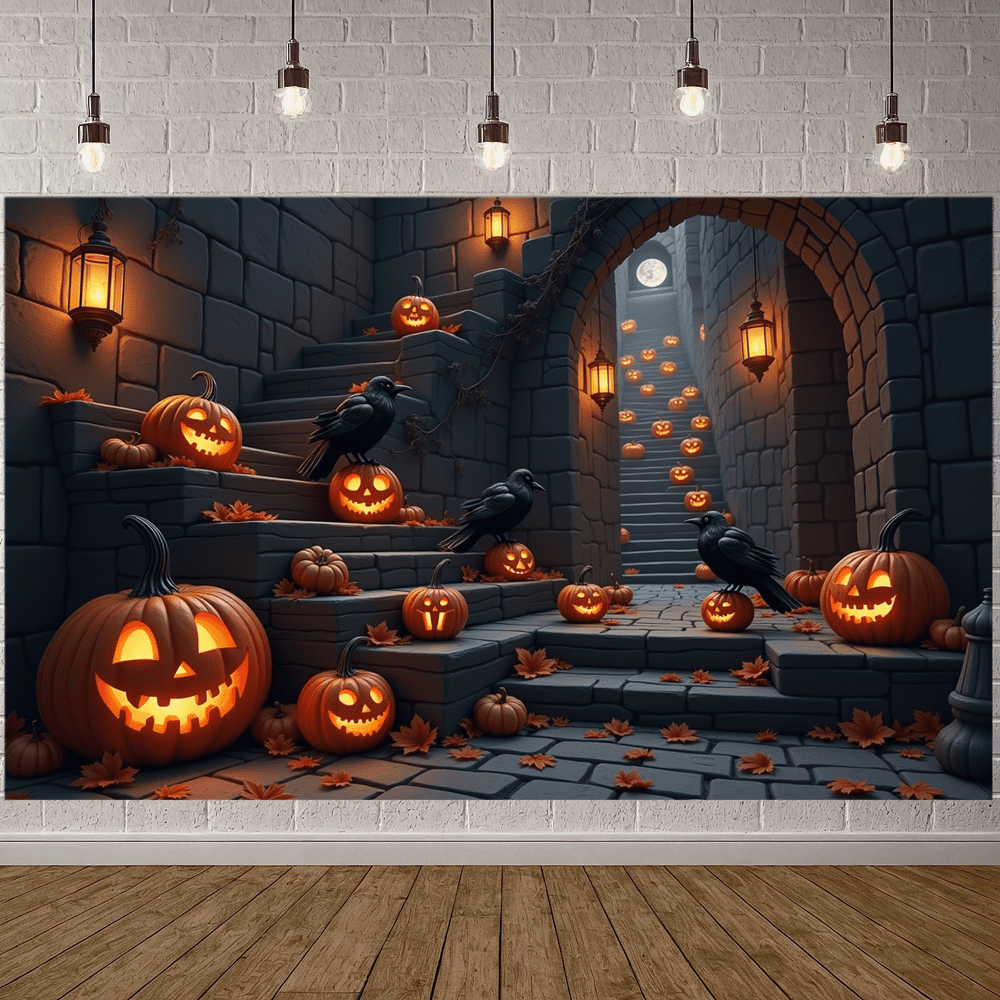 Pumpkin Design Halloween Banner Crow Theme Decorative Lanterns for ...