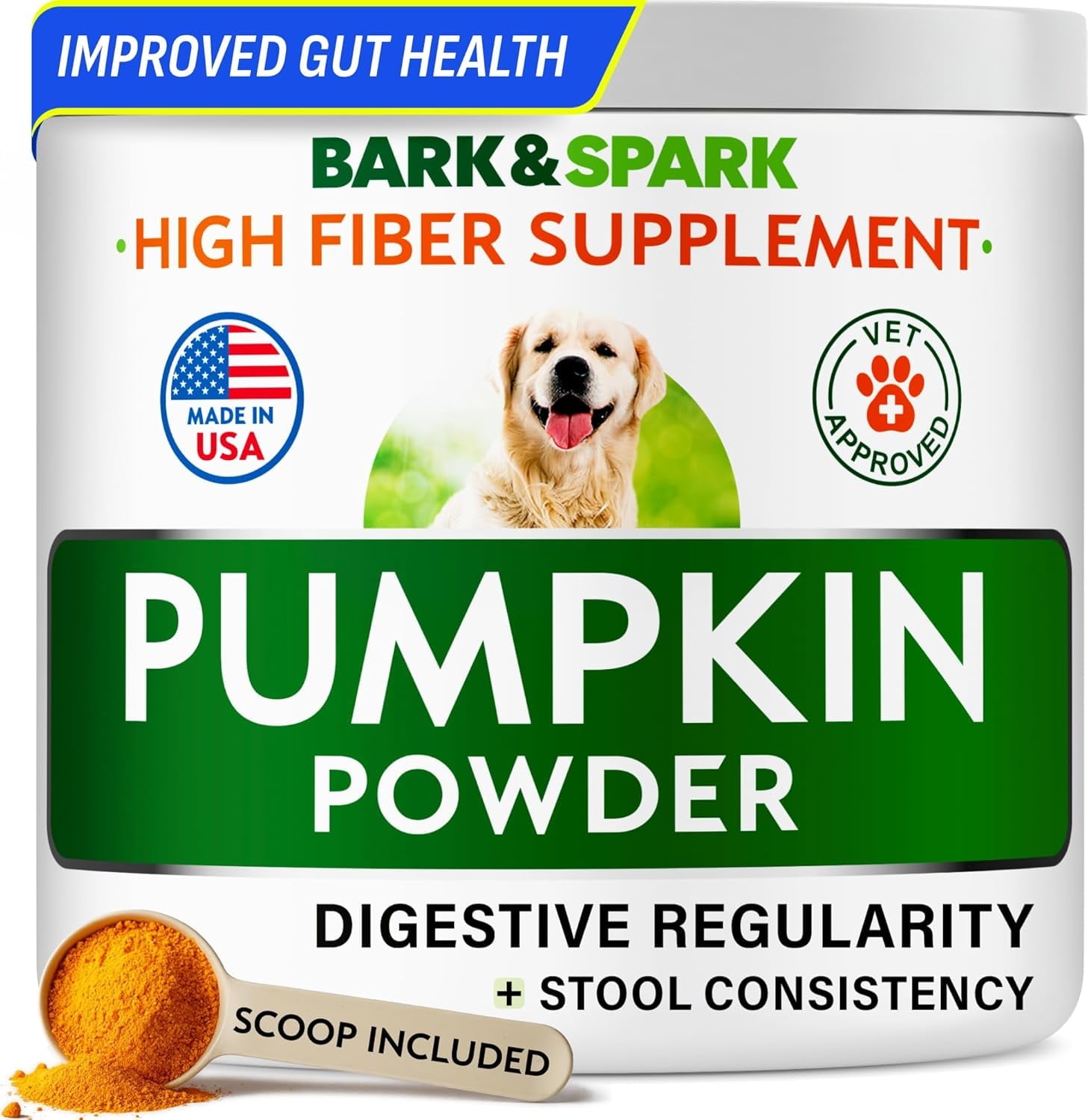 Bark&Spark Pumpkin Powder for Dogs, 8.1 oz, Fiber Supplement, Stool ...