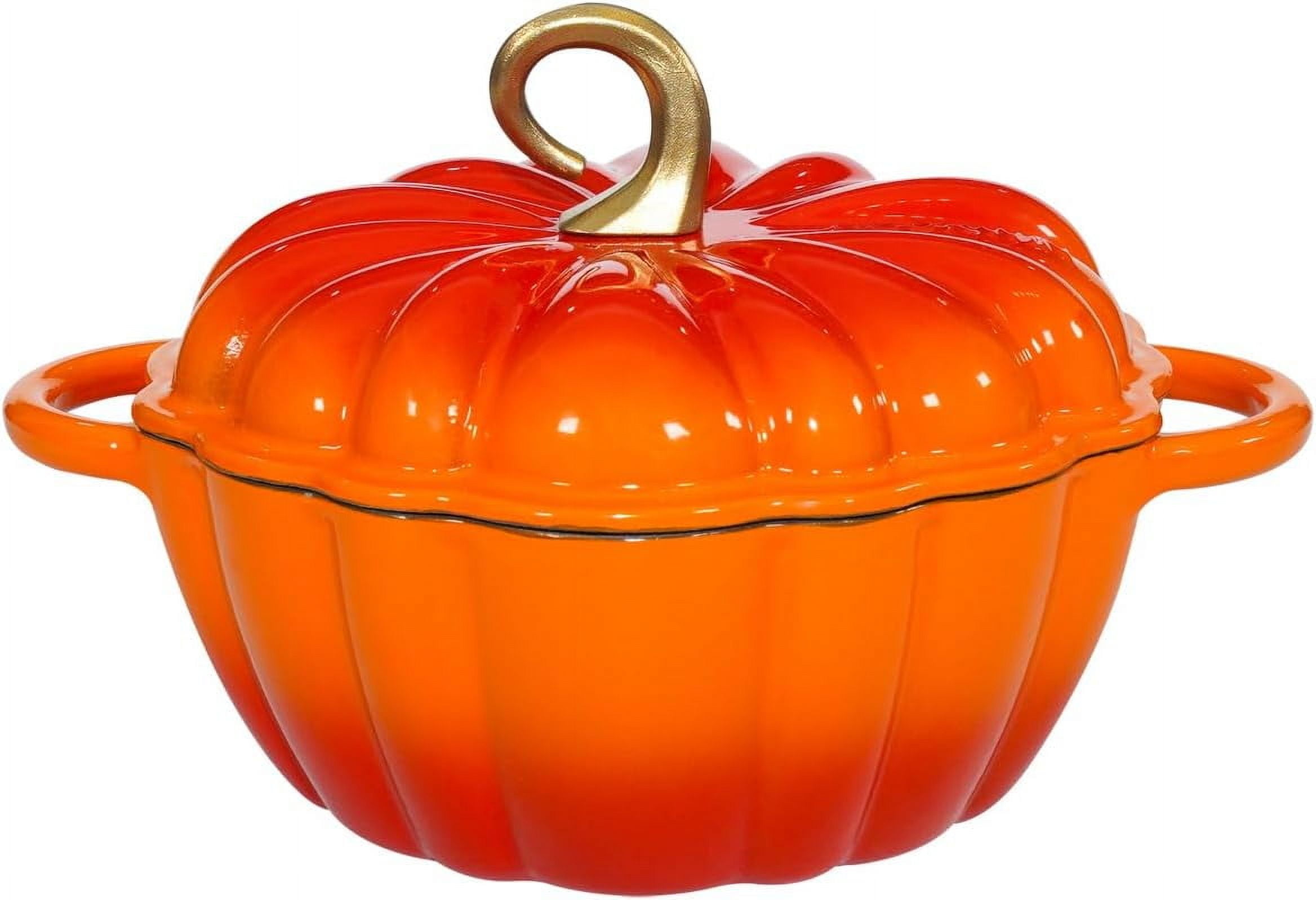 Pumpkin Dutch Oven 4.5 QT Pumpkin Dutch Oven With Lid,Orange Enamel Cast Iron Pumpkin Pot ...