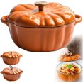 Pumpkin Dutch Oven Pot with Lid, Pumpkin Shaped Cast Iron Oven with ...