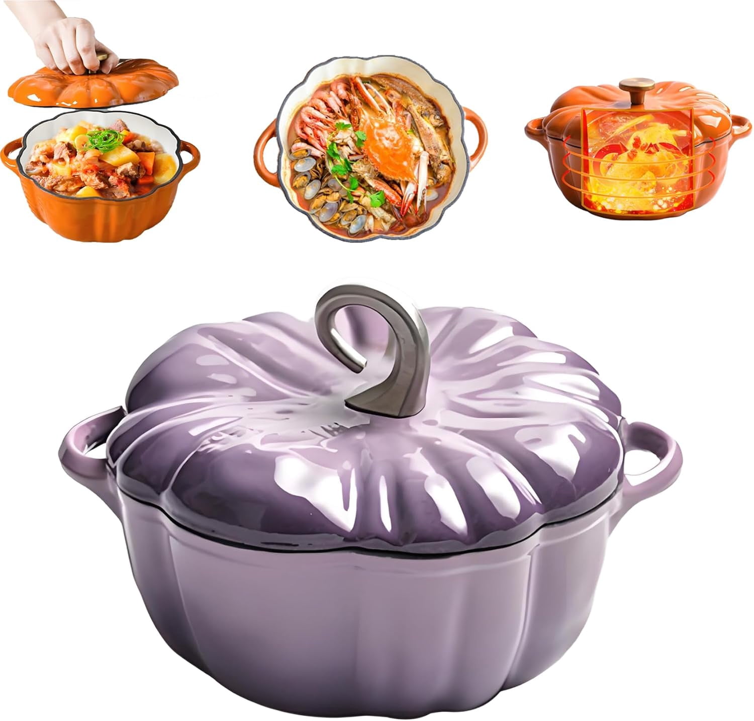 Pumpkin Dutch Oven, Pumpkin Pot with Lid, Pumpkin Dutch Oven Pot with ...