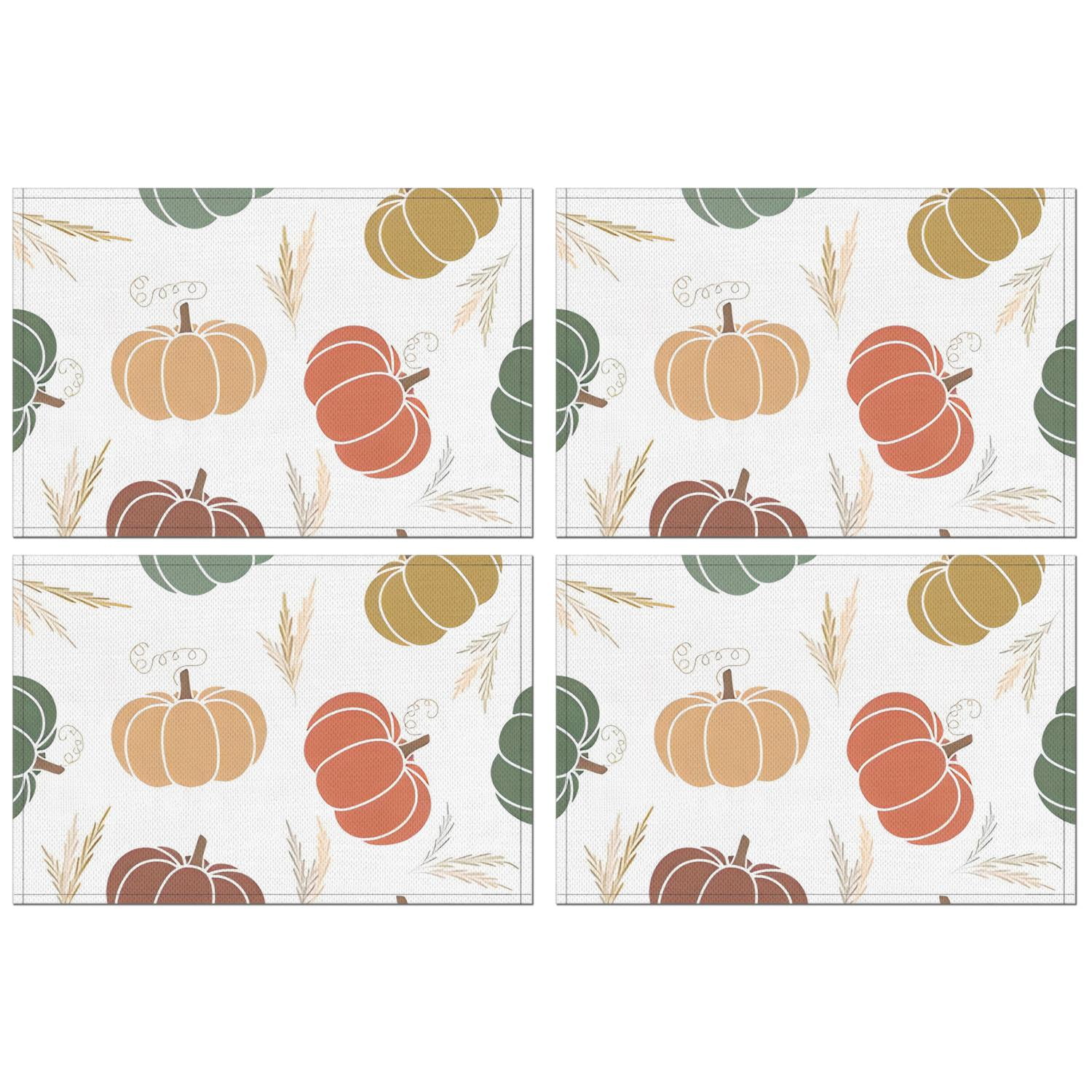 Pumpkin Fall Harvest Rustic Decoration Placemats 4PCS Thanksgiving ...