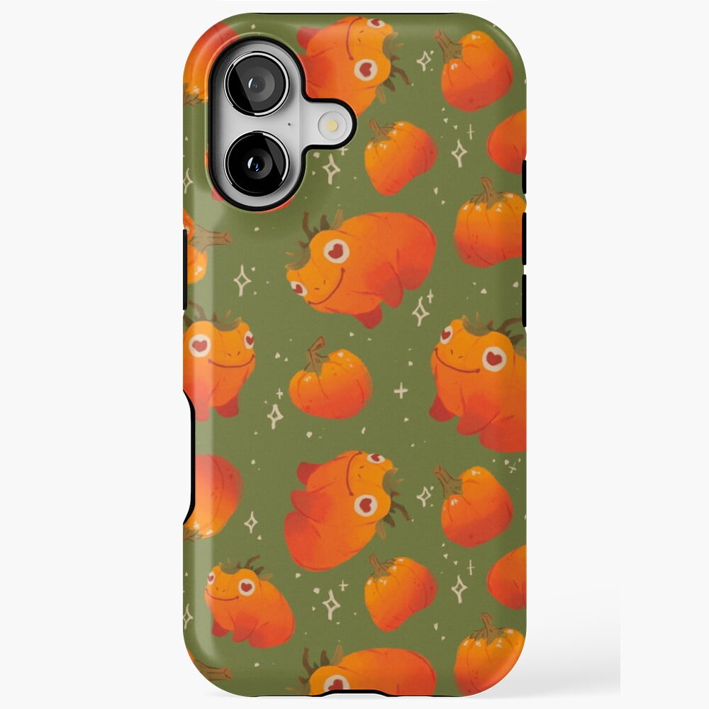 Pumpkin Frogs Repeating Whimsical Pattern Design iPhone 17 through 11 ...
