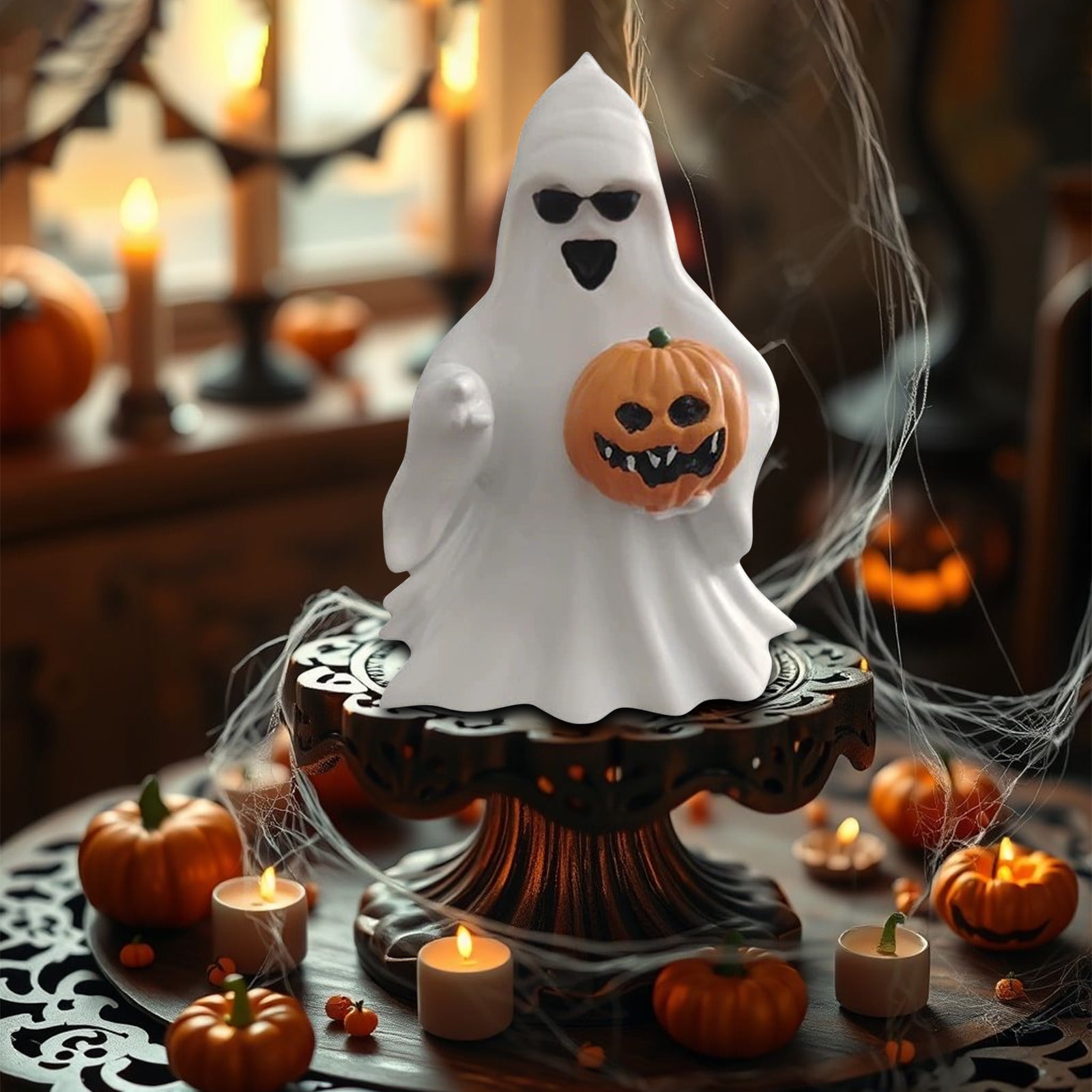 Pumpkin Ghost with Glowing Eyes Decoration for Spooky Halloween ...
