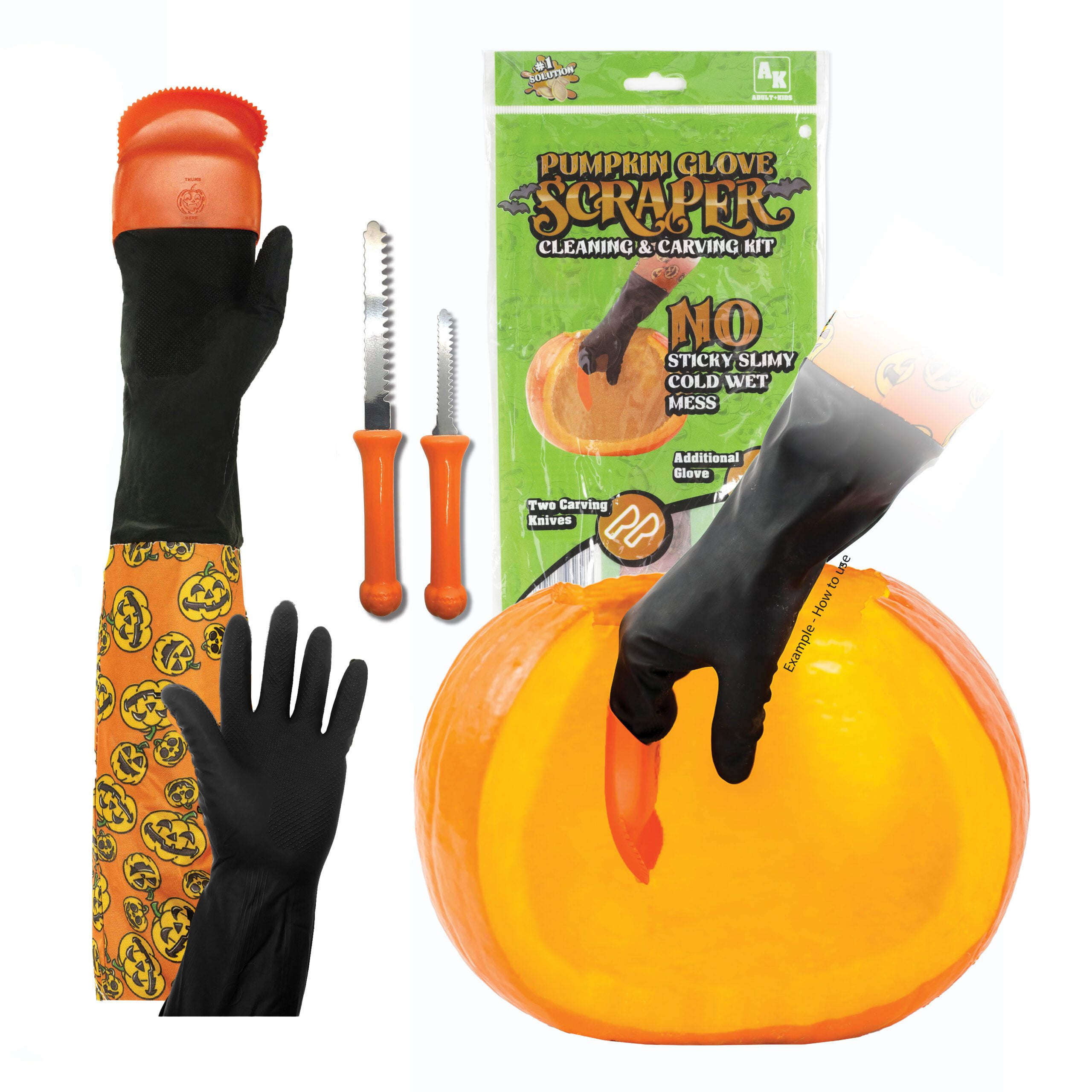 Halloween Pumpkin Carving Kit - Large & Small Glove Scraper Cleaning ...