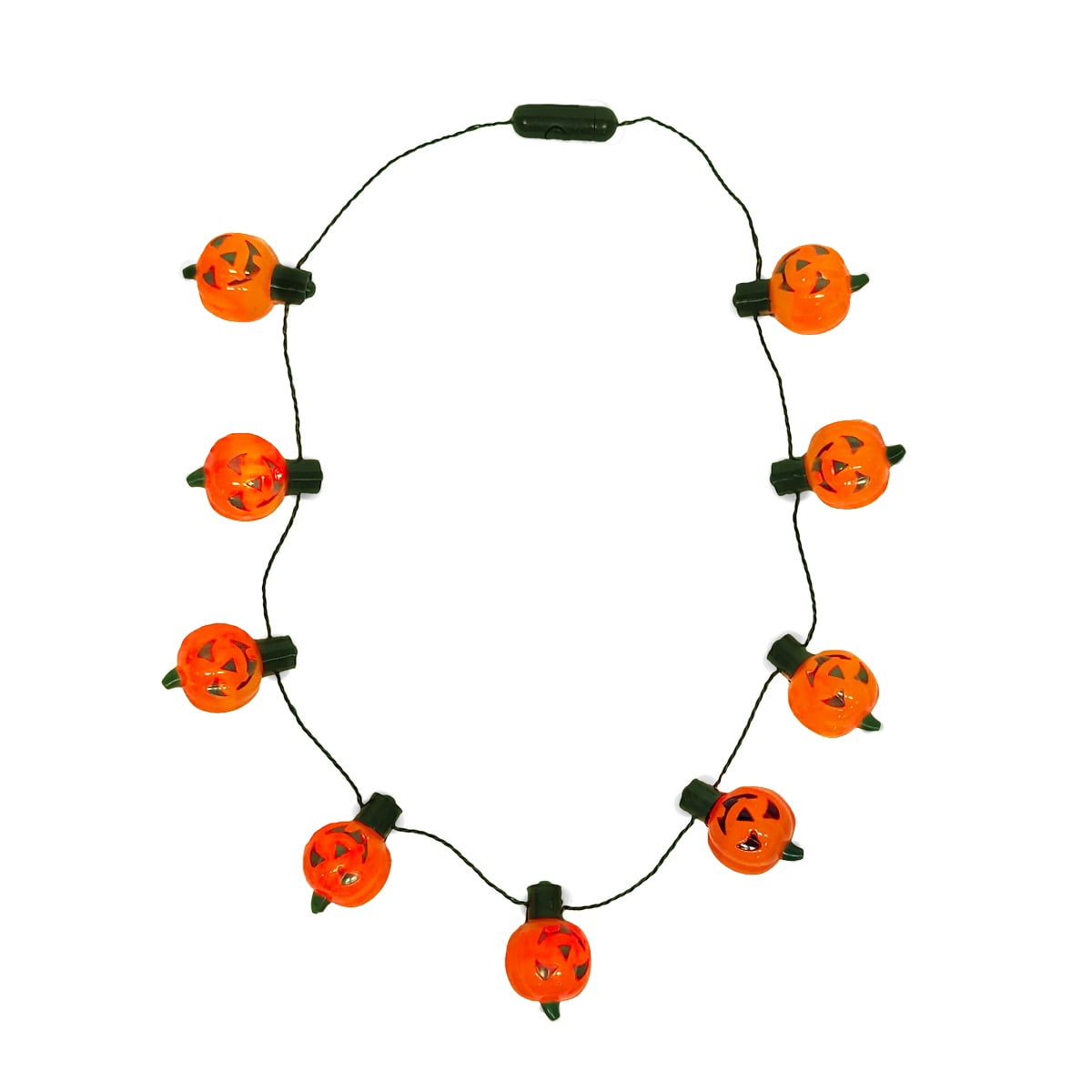 Pumpkin Glow In Dark LED Necklace Light Up Halloween Costume Flashing ...