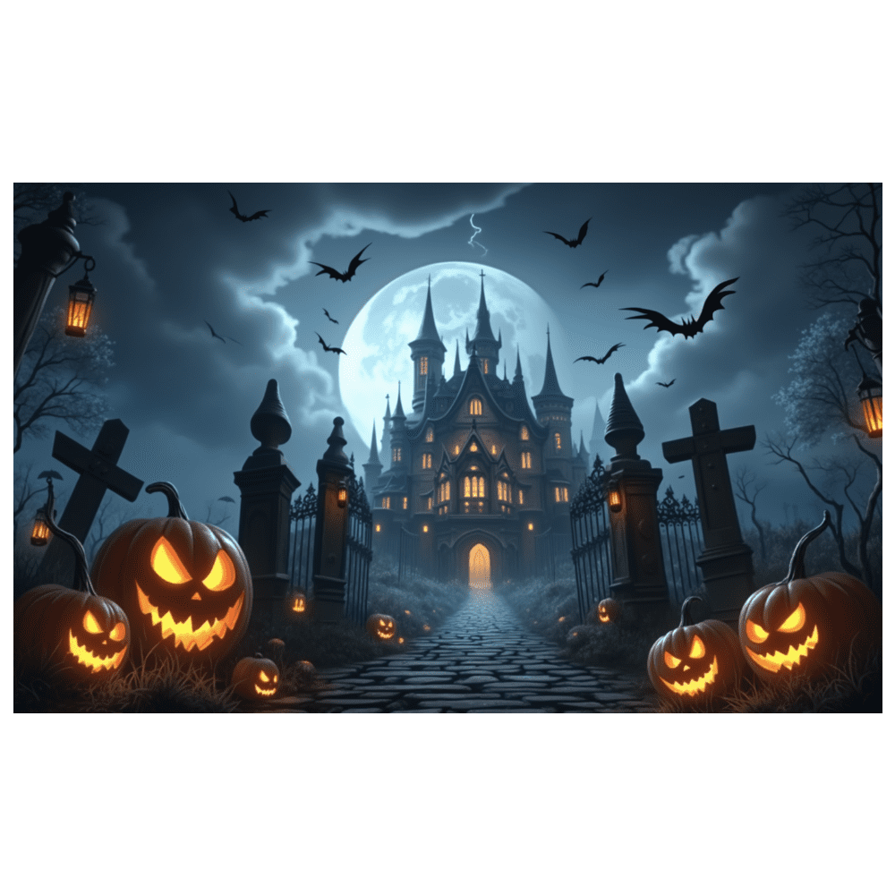 Pumpkin Halloween Banner Spooky Mansion Decoration Gothic Theme for ...