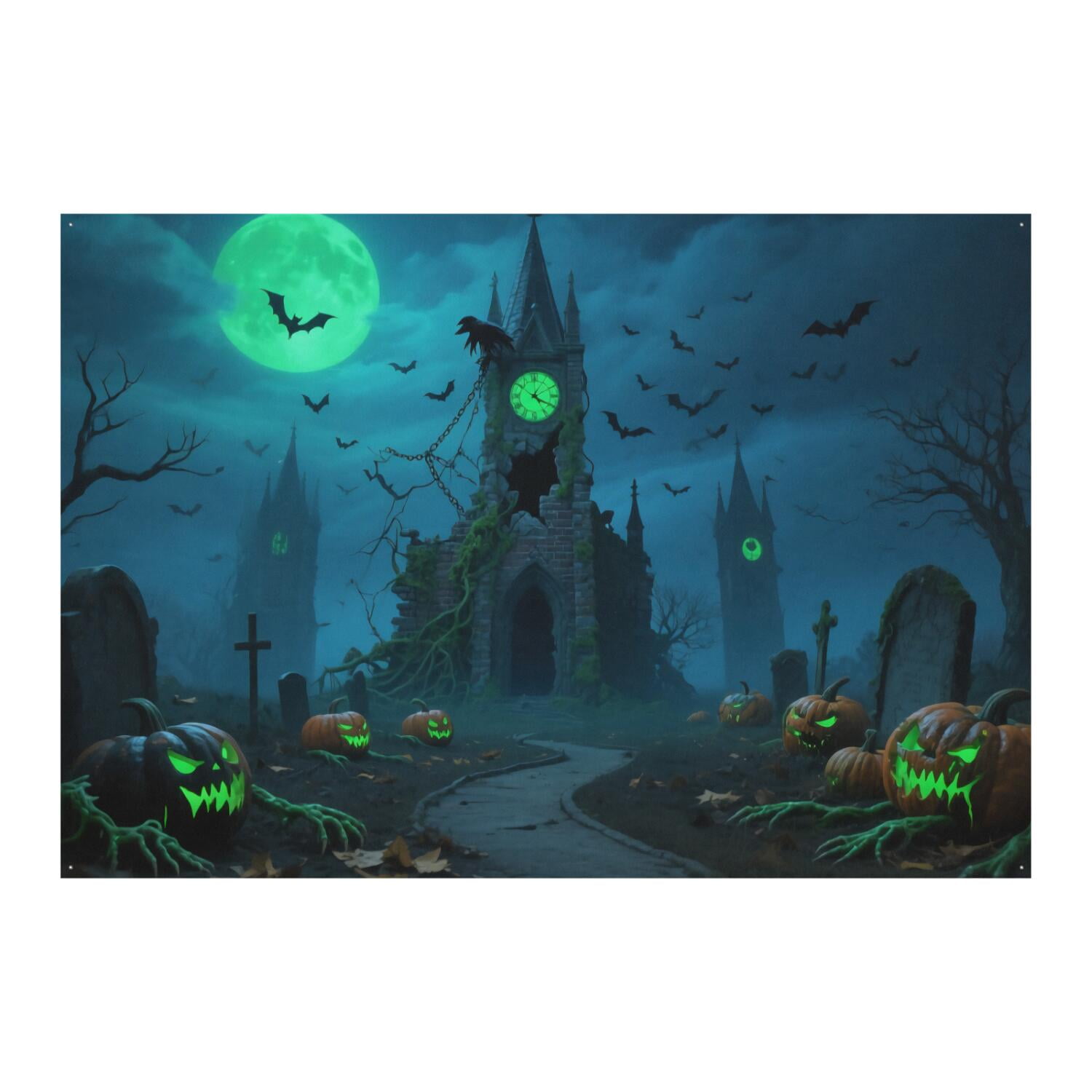 Pumpkin Halloween Photo Backdrop 7x5 Ft, Night Moon Ghost Spooky Photo ...
