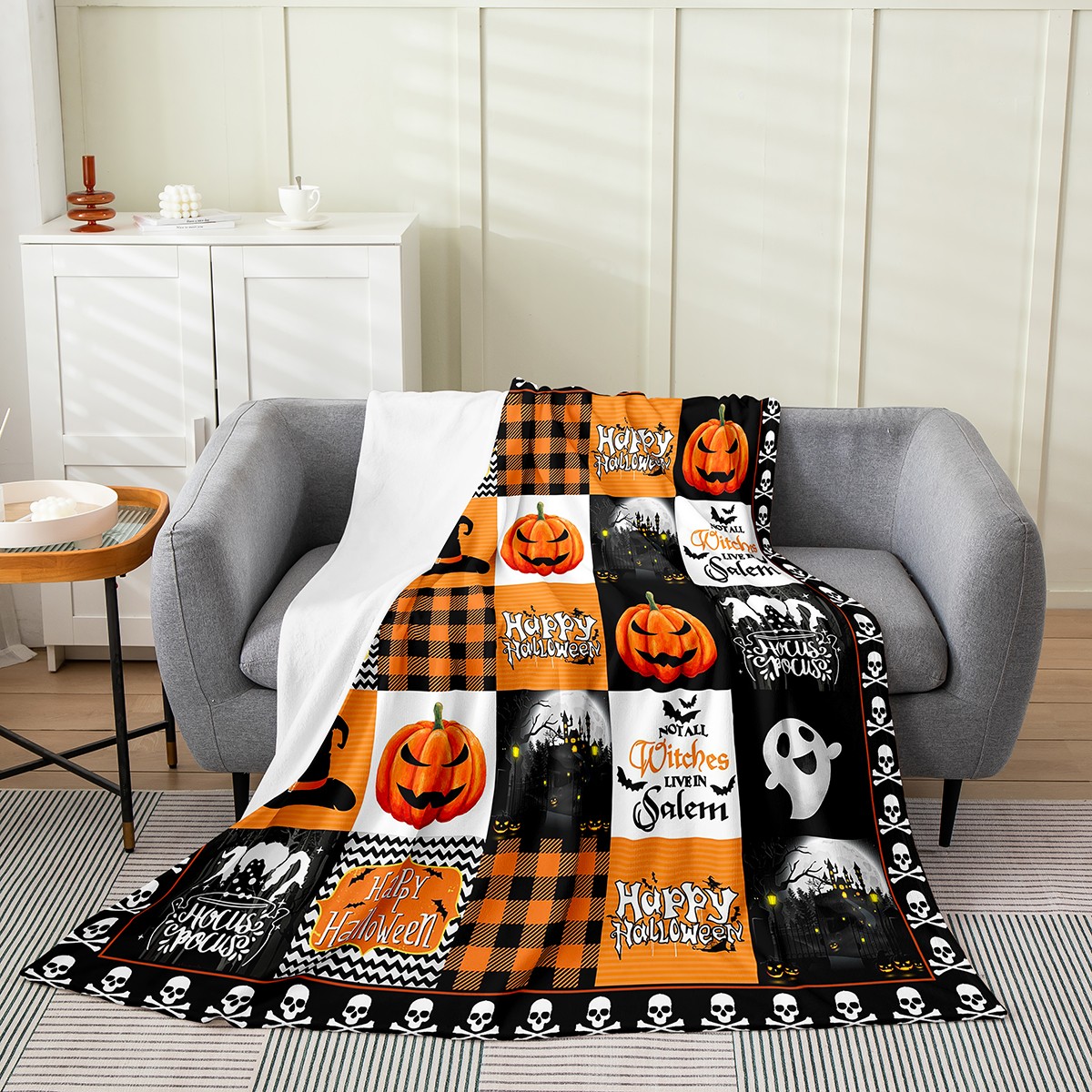 Pumpkin Lantern Fleece Blanket Gothic Halloween Blanket,Cartoon Cute ...