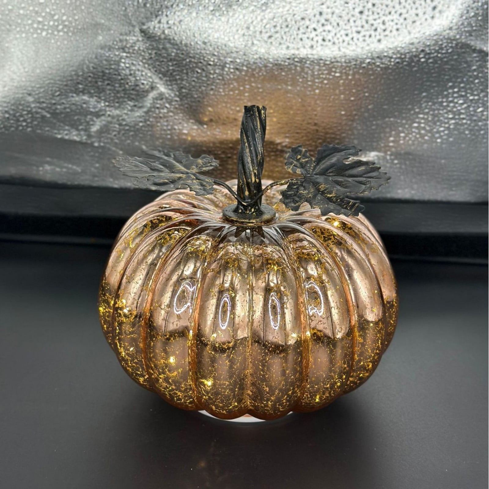 Pumpkin Lantern Glass LED Lighted Decor | Warm Golden Glow | Timer 6/8 ...