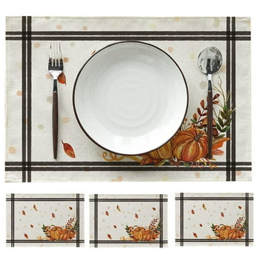 SUNOLIFE Fall Thanksgiving Placemats Set of 4,Autumn Pumpkins Table ...