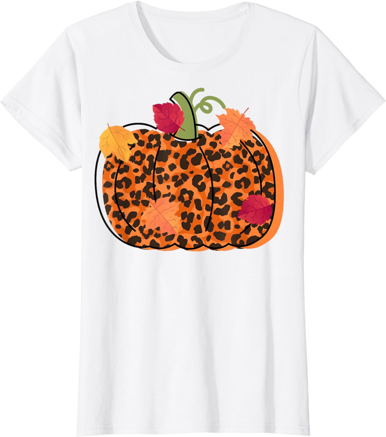 Pumpkin Leopard Fall Lover Autumn Leaves Thanksgiving T-Shirt - Walmart.com