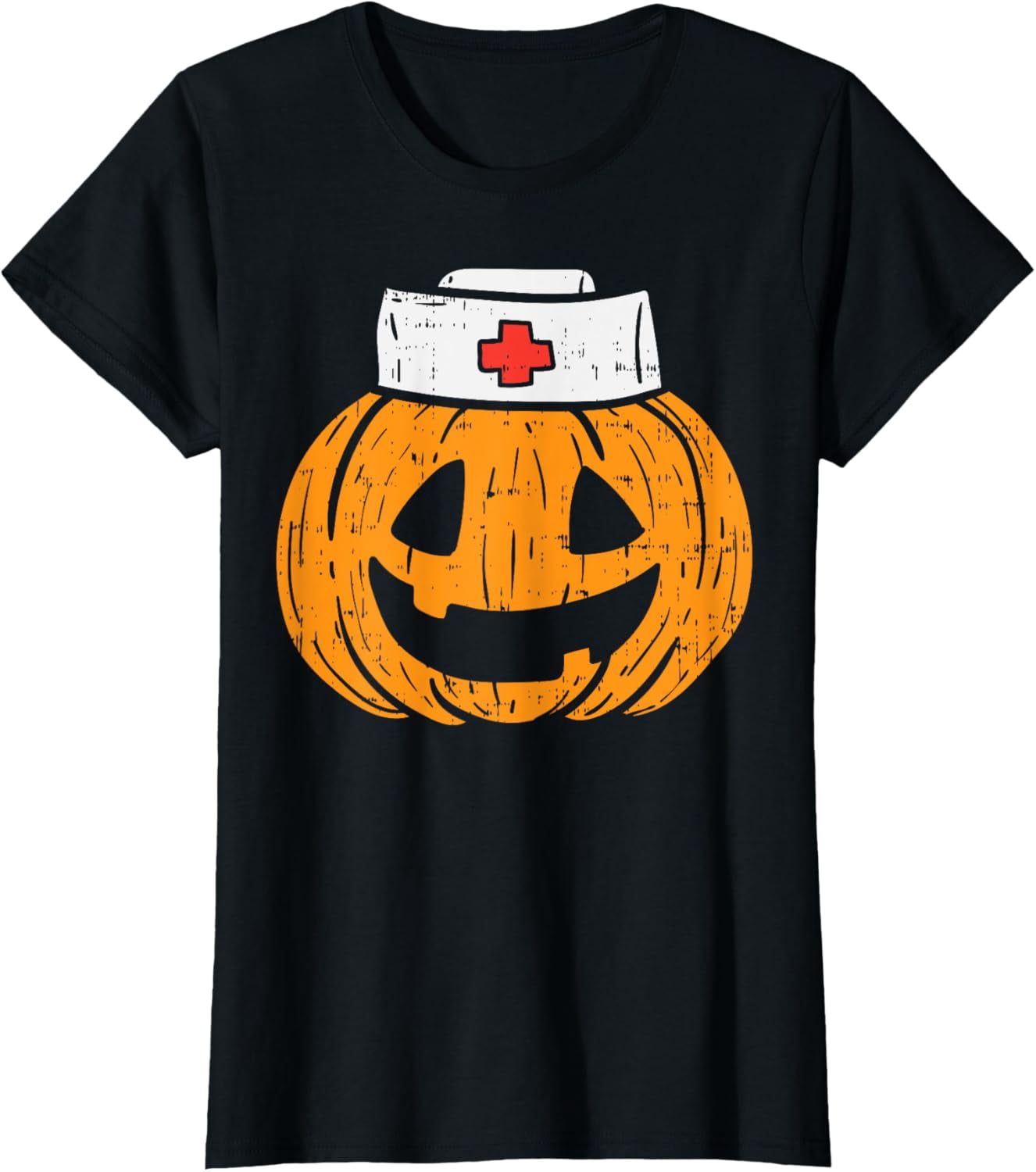 Pumpkin Nurse Funny Scary Halloween Costume RN CNA ICU Girls T-Shirt ...