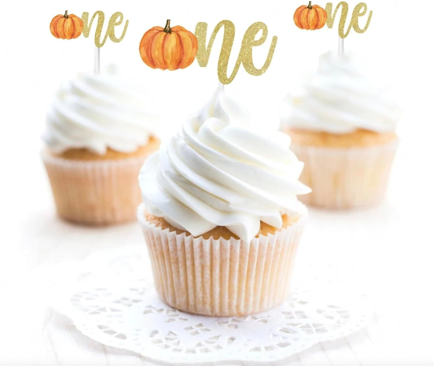 Pumpkin One Cupcake Toppers Fall Birthday Party Cupcake Picks for ...