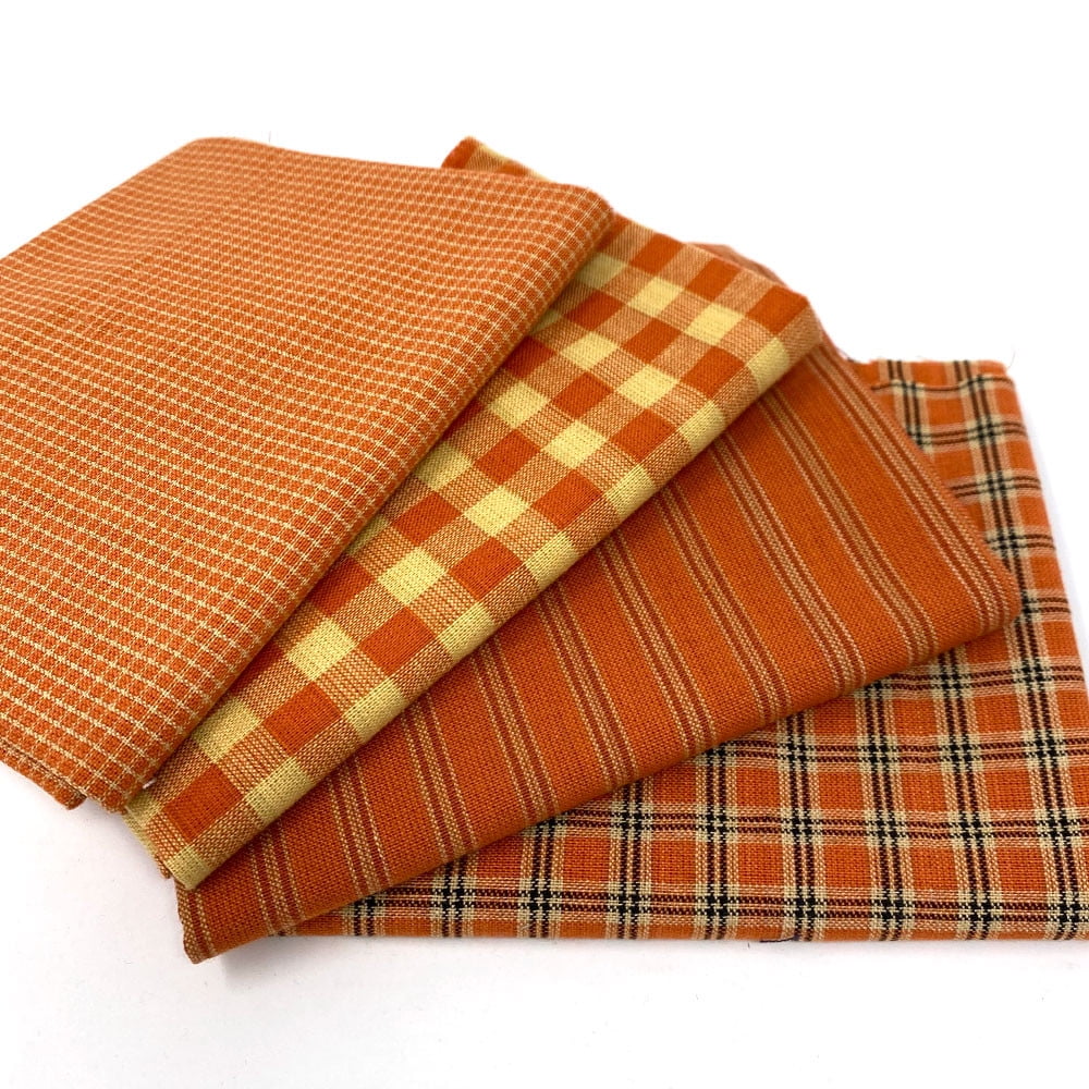 Pumpkin Orange Assorted Plaid Gingham Homespun Cotton Fabric Cotton ...