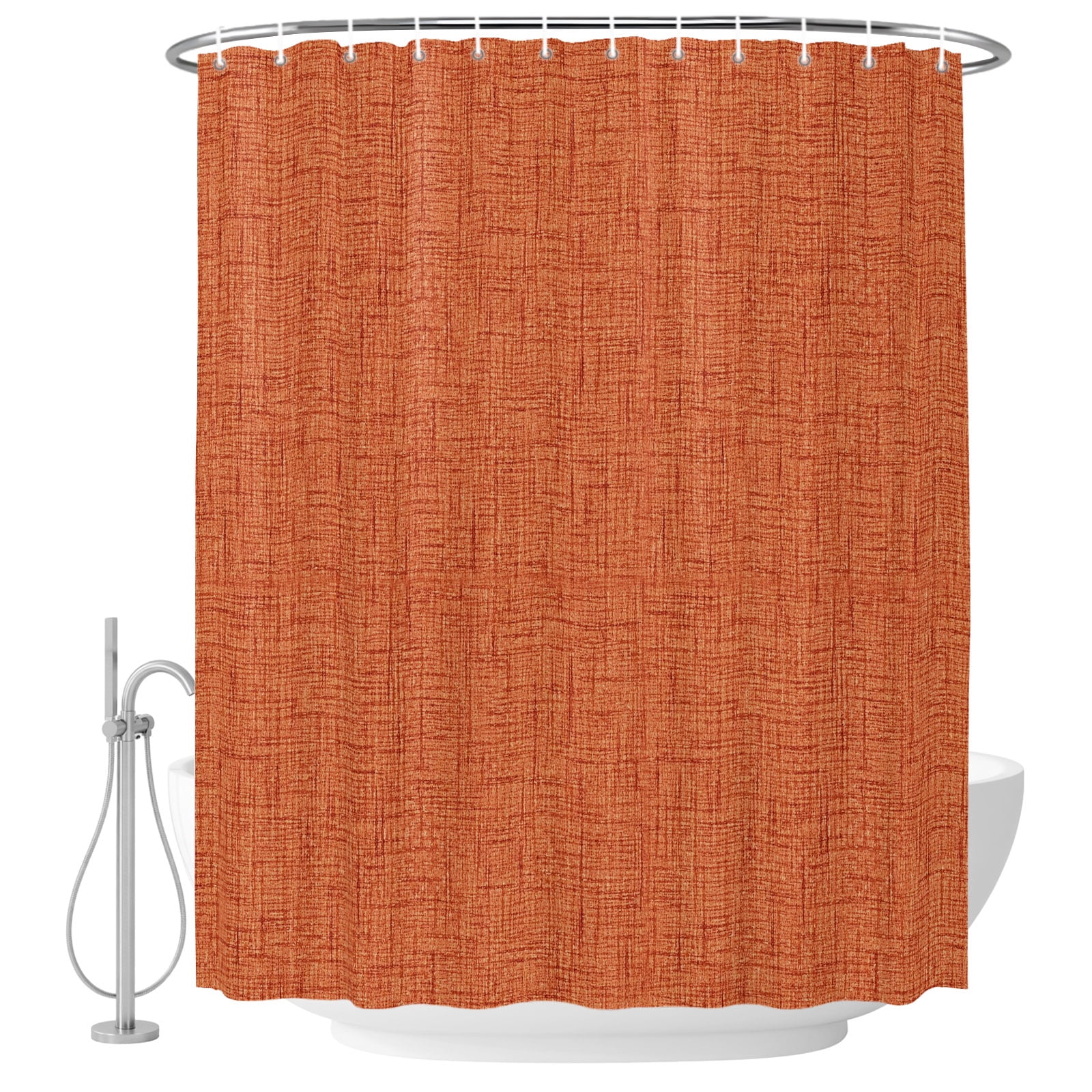 Pumpkin Orange Solid Shower Curtain for Bathroom, Minimalist Cloth ...