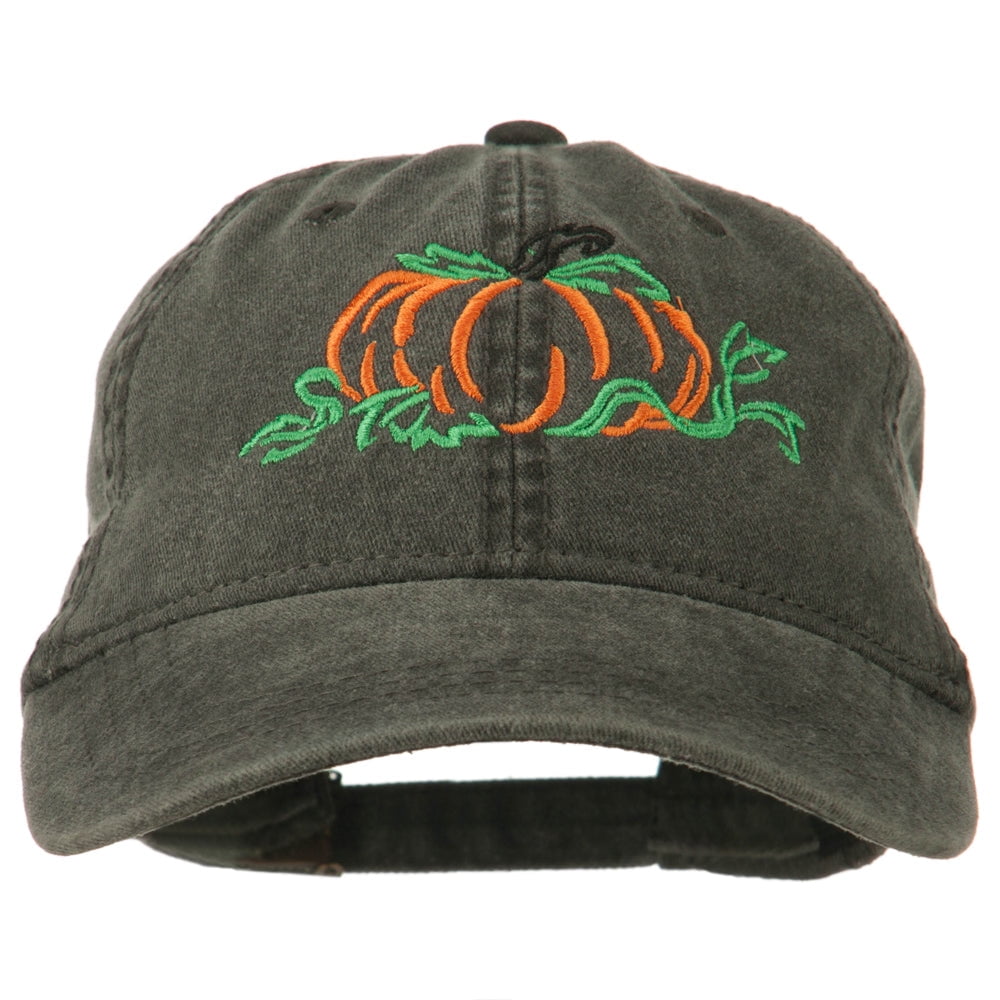 Pumpkin Outline Embroidered Washed Cap - Black OSFM - Walmart.com