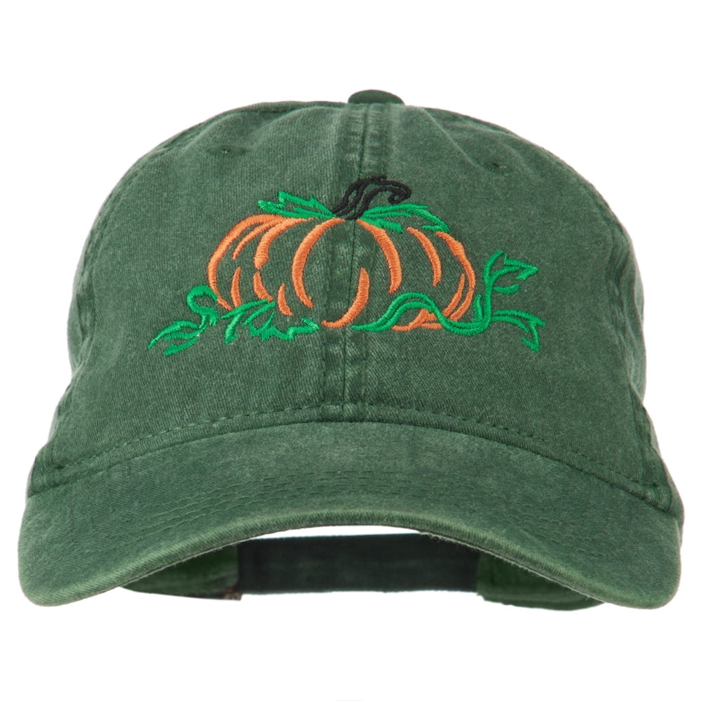 Pumpkin Outline Embroidered Washed Cap - Dark Green OSFM - Walmart.com