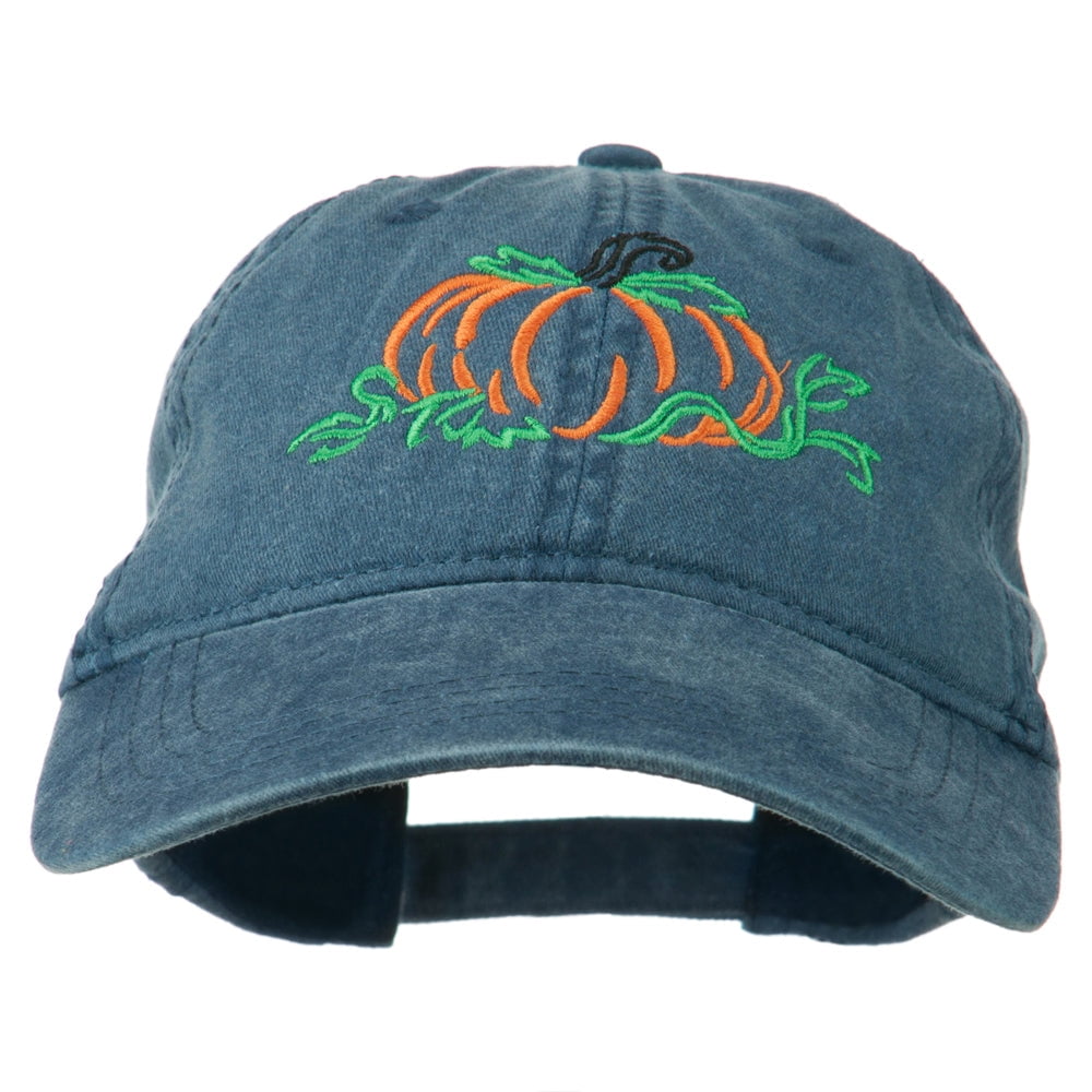 Pumpkin Outline Embroidered Washed Cap - Navy OSFM - Walmart.com