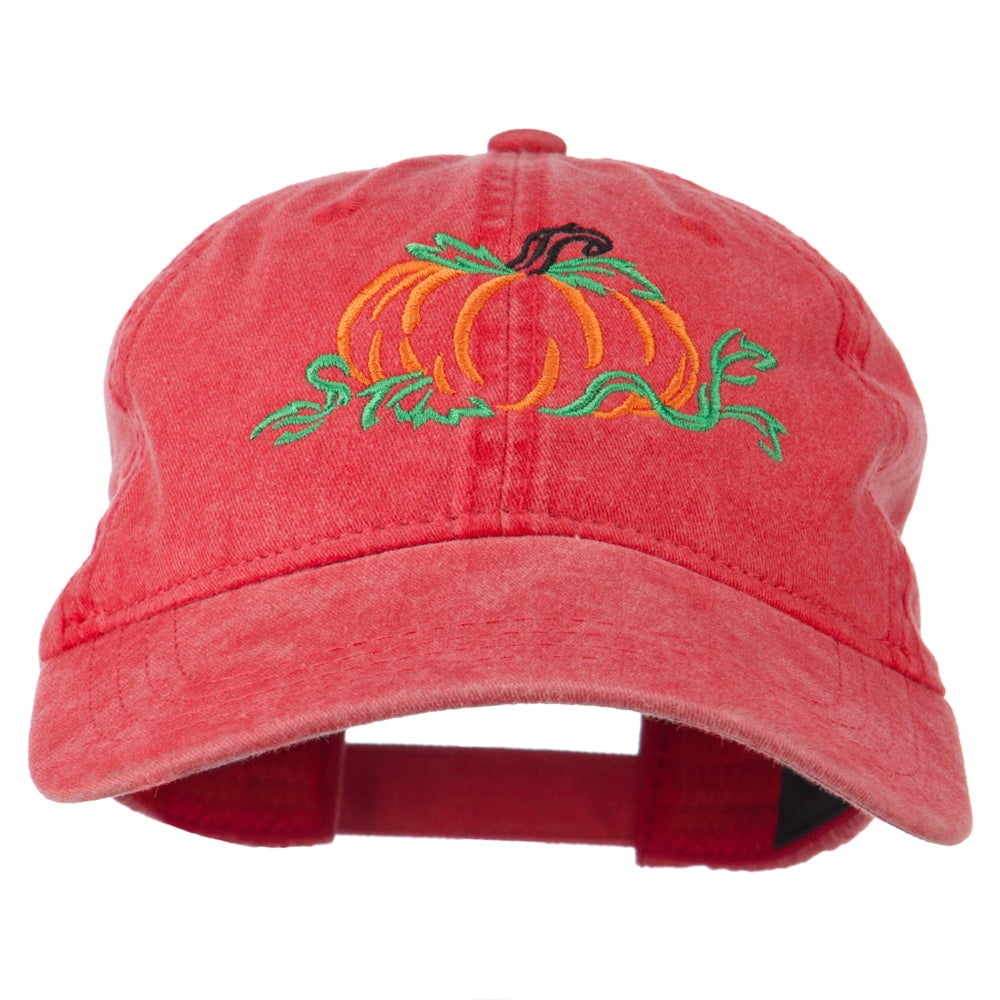 Pumpkin Outline Embroidered Washed Cap - Red OSFM - Walmart.com