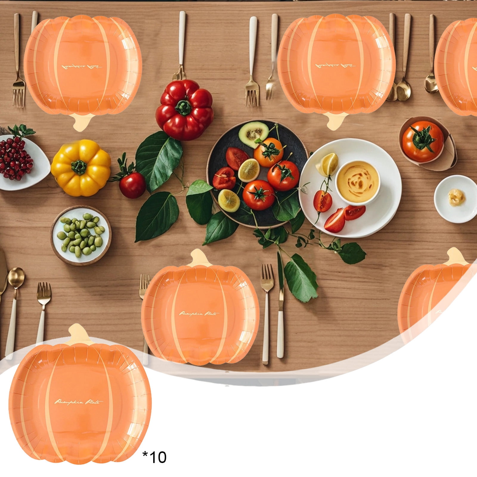 Pumpkin Party Plates Fall Disposable Paper Plates, 10pcs 7Inch Pumpkin ...