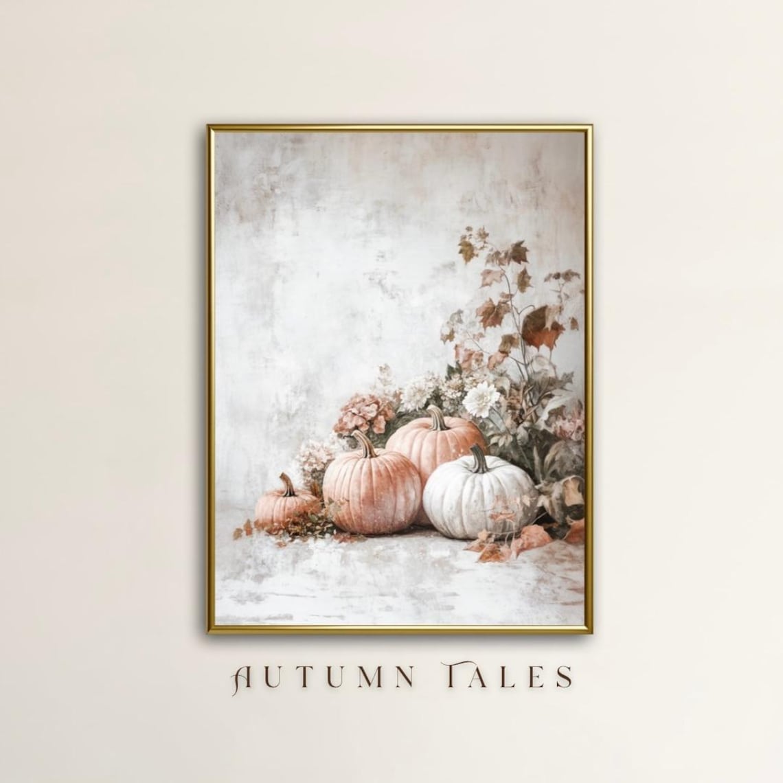 Pumpkin Patch Poster Wall Art Autumn Still Life Print Wildflower ...